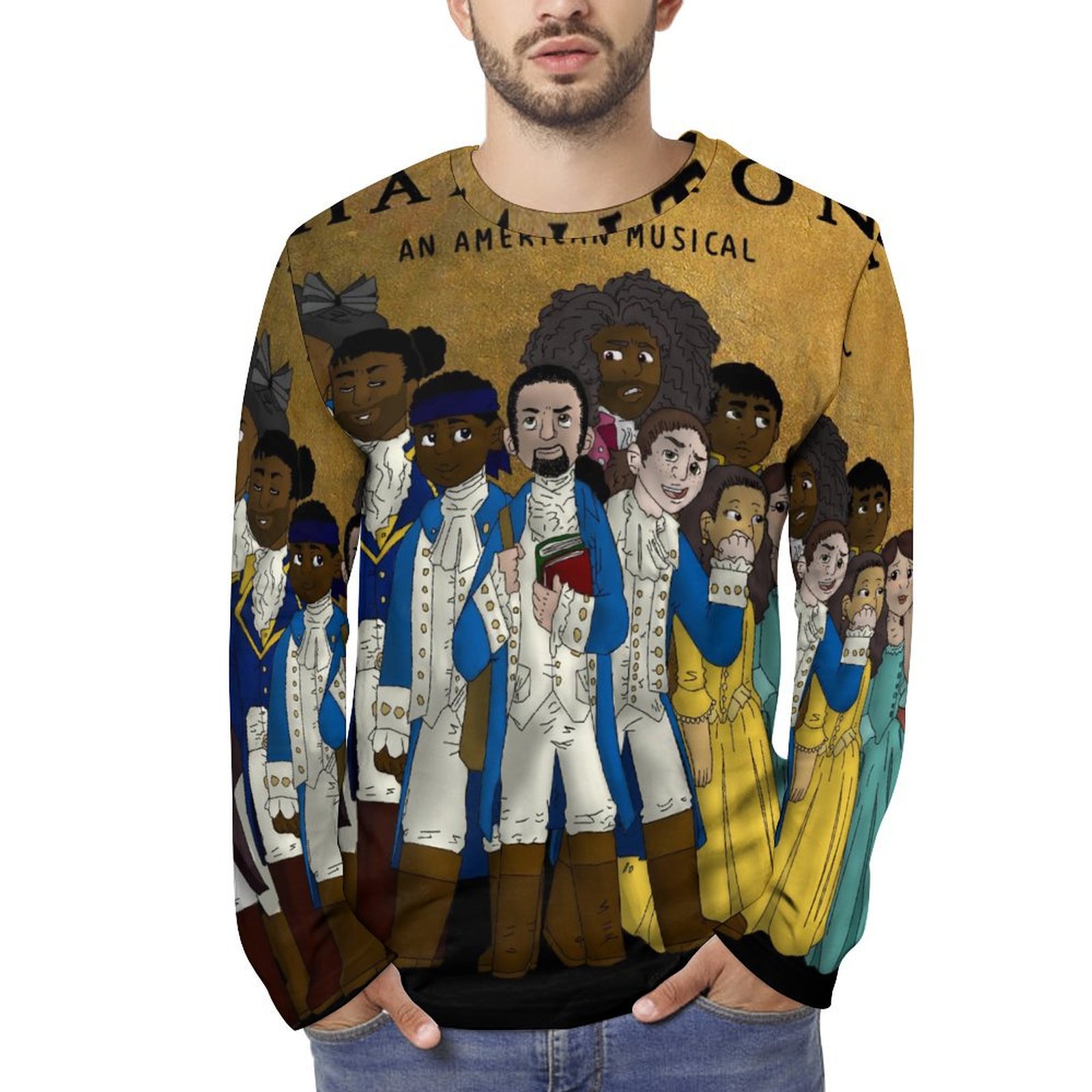 Hamilton The Musical Long Sleeve Shirts for Men Trendy Streetwear Crew ...