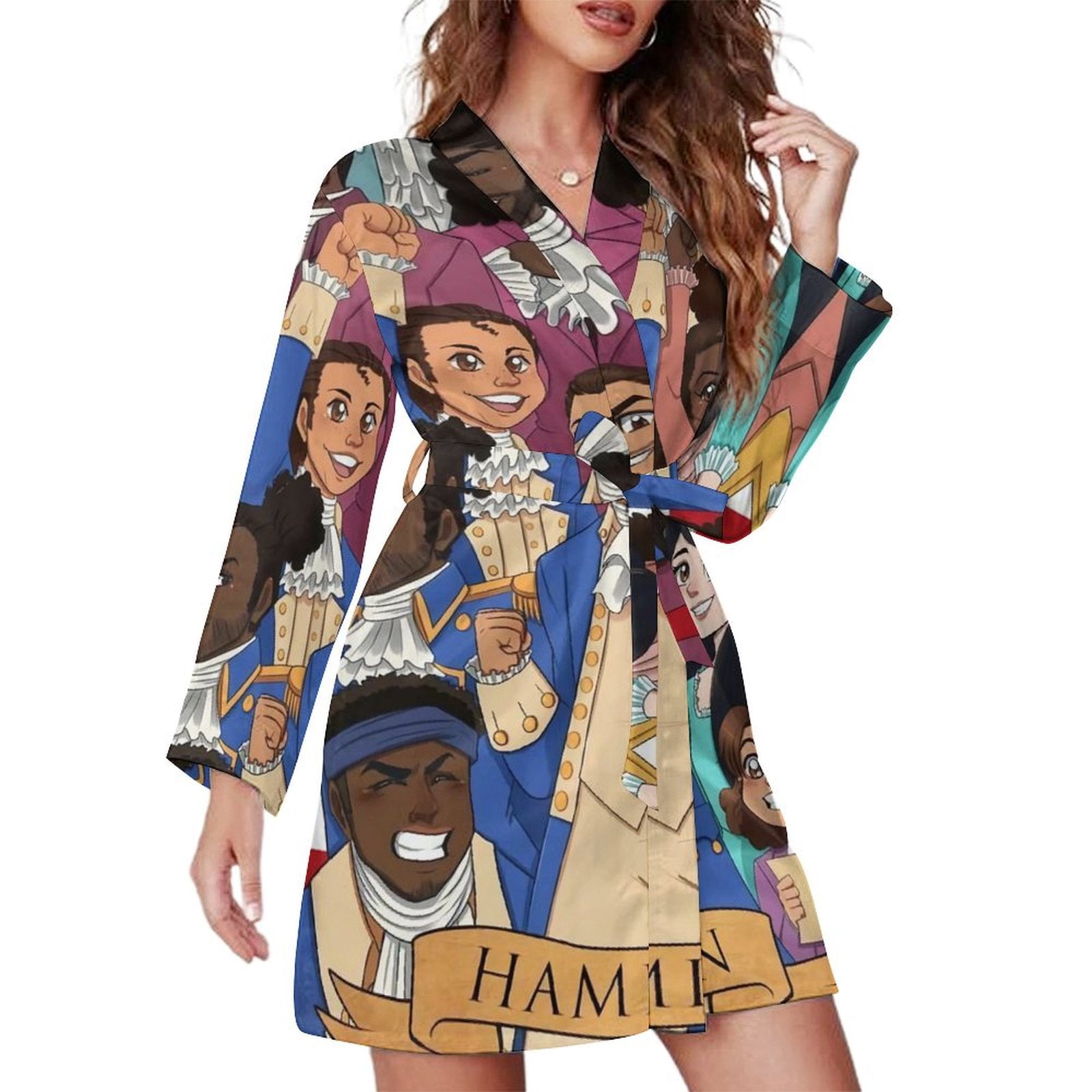 Hamilton The Musical Nightgowns for Women Belted Sleepwear V-Neck Night ...