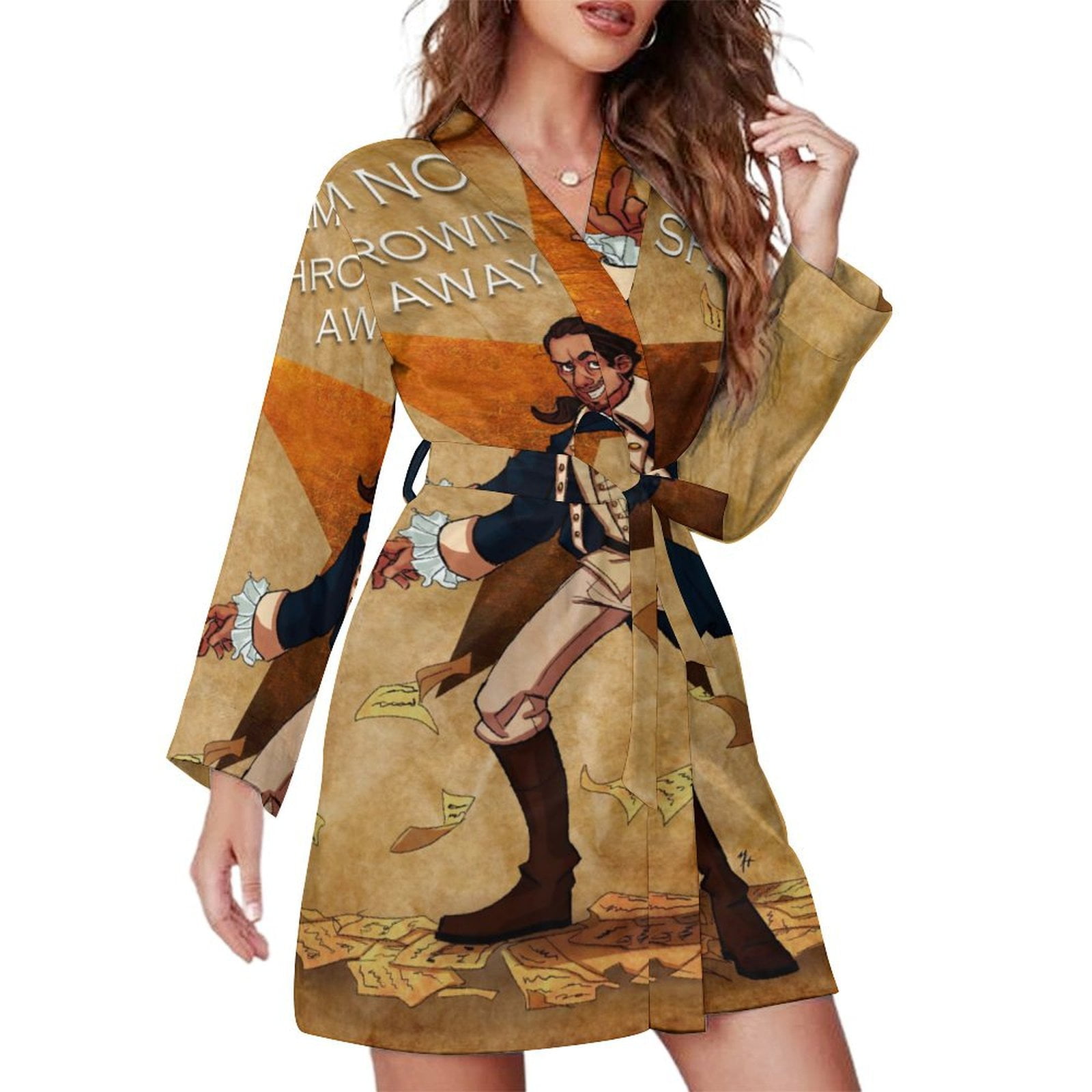Hamilton The Musical Nightgowns for Women Belted Sleepwear V-Neck Night ...