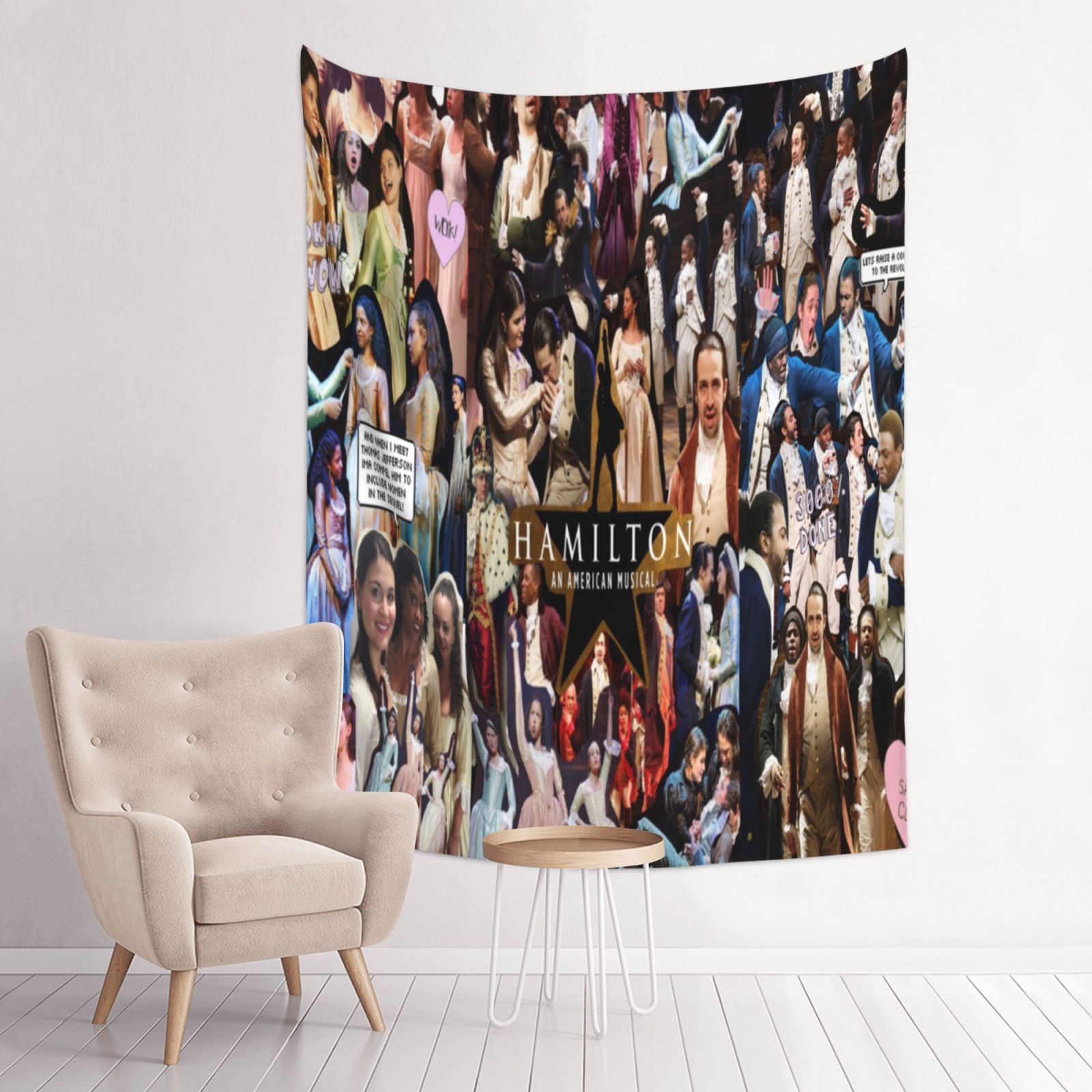 Hamilton The Musical Wall Tapestry Cartoon Poster for Bedroom ...
