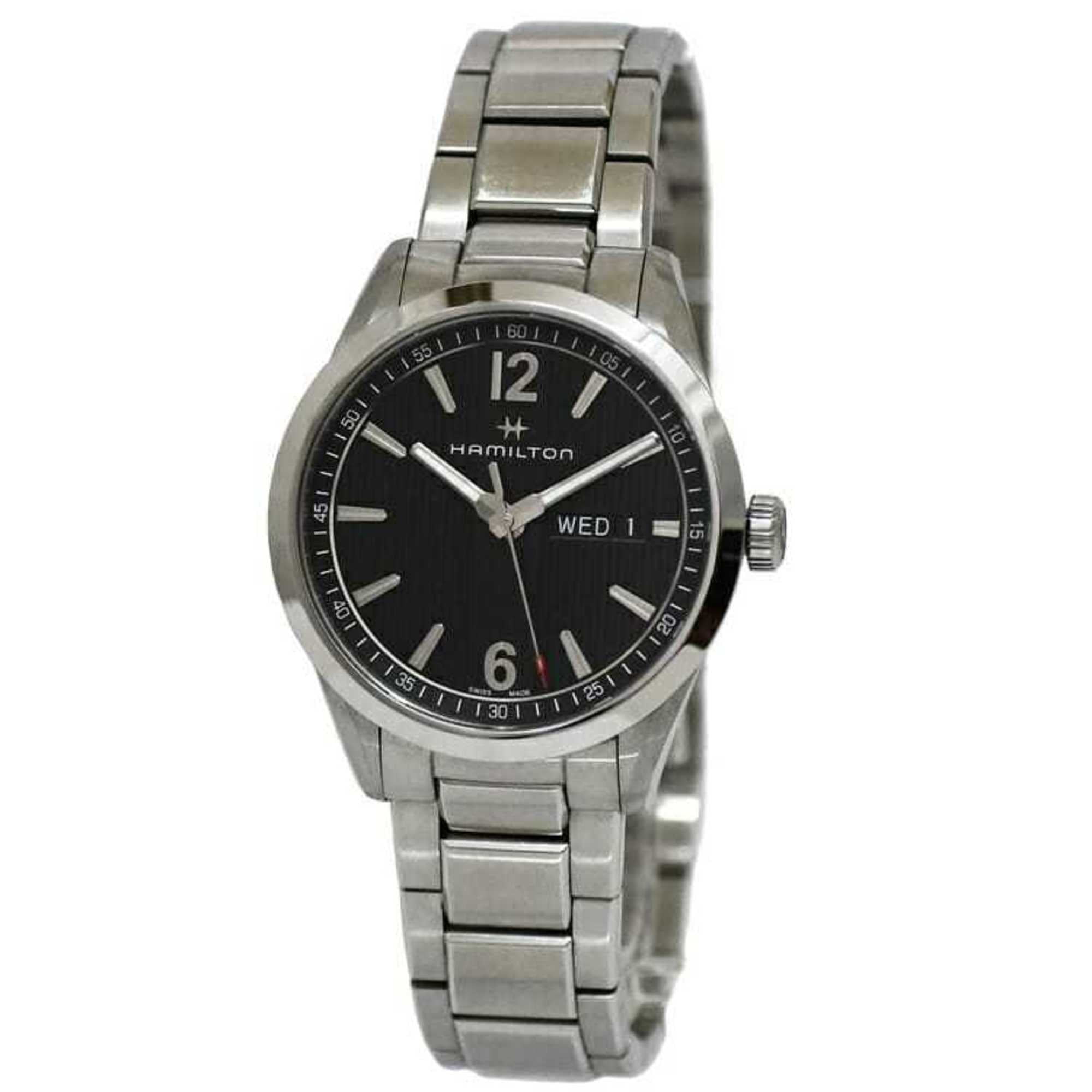 Pre-Owned Hamilton Watch Broadway Day Date Black Silver H43 311 135 ...