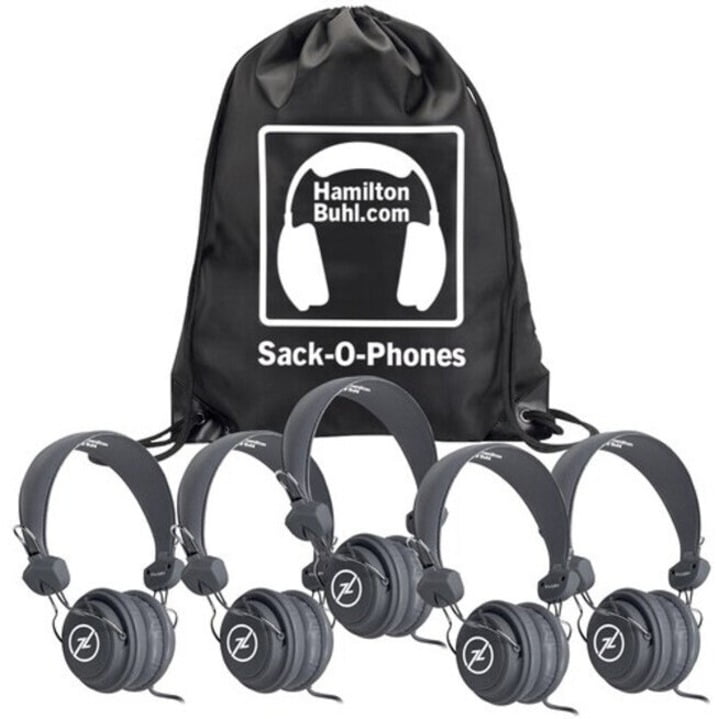 Hamilton Buhl Sack-O-Phones, 5 Gray Favoritz Headsets With In-Line ...