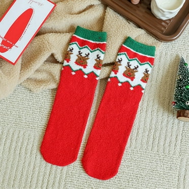 Cute Christmas Fuzzy Cozy Socks for Women, Warm Plush Fun Colorful ...