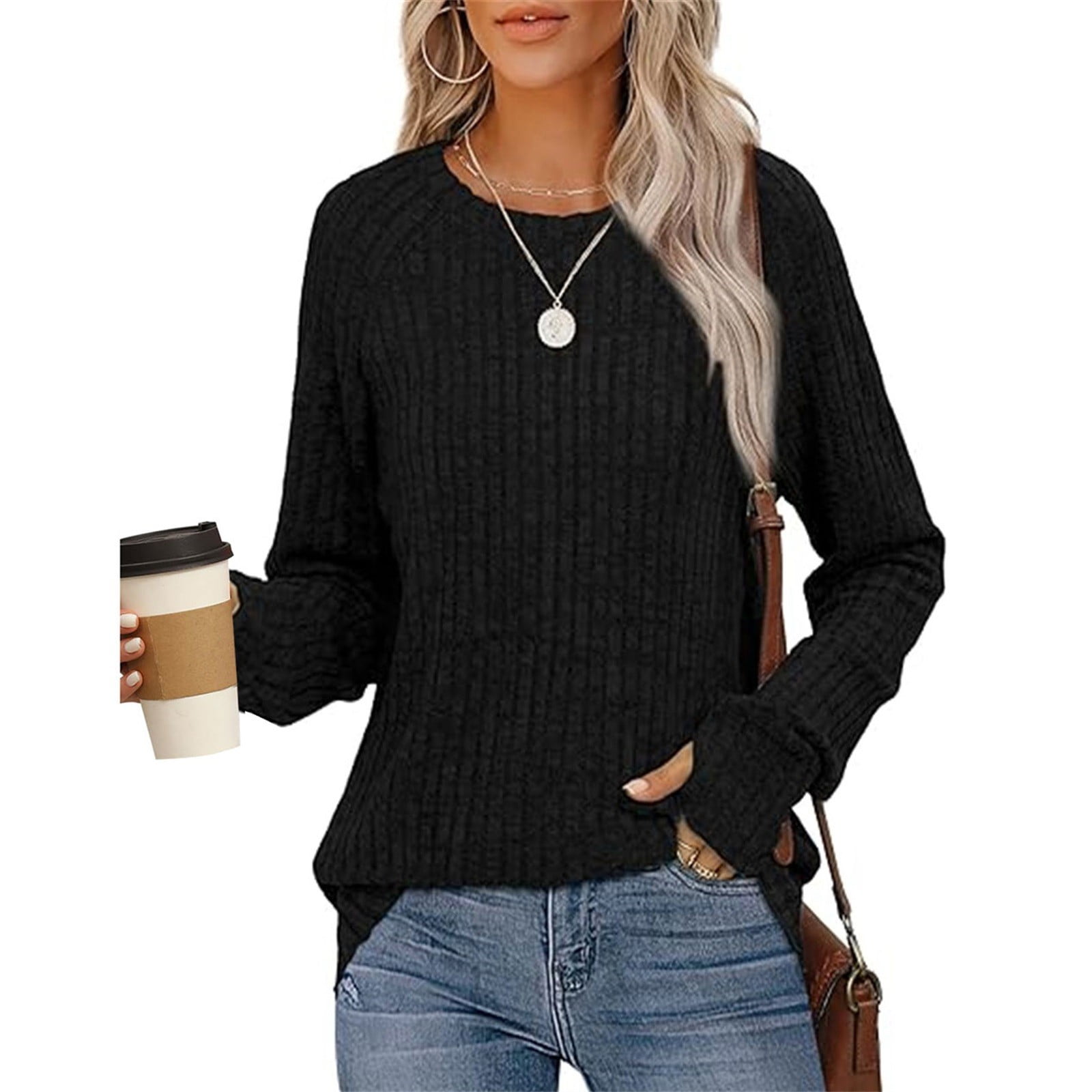 Hamky T Shirts for Women Basic Tees Women's Long Sleeve Tops Crewneck ...