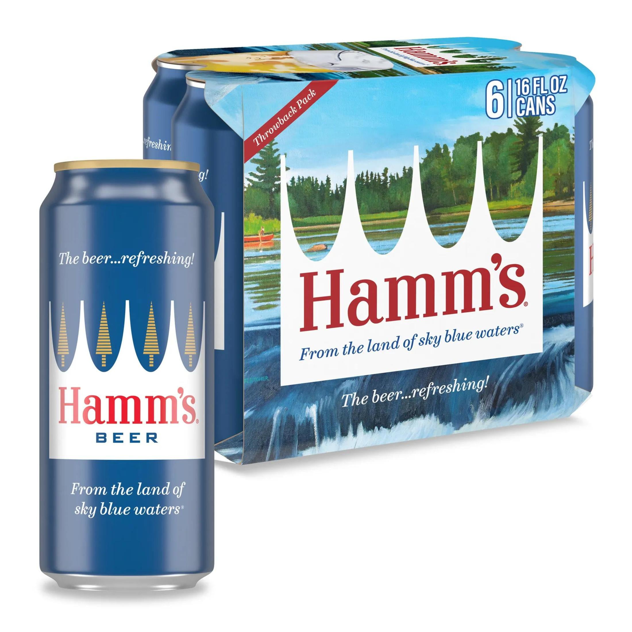 Hamm's American Beer, 6 Pack, 16 fl oz Aluminum Cans, 4.7% ABV ...