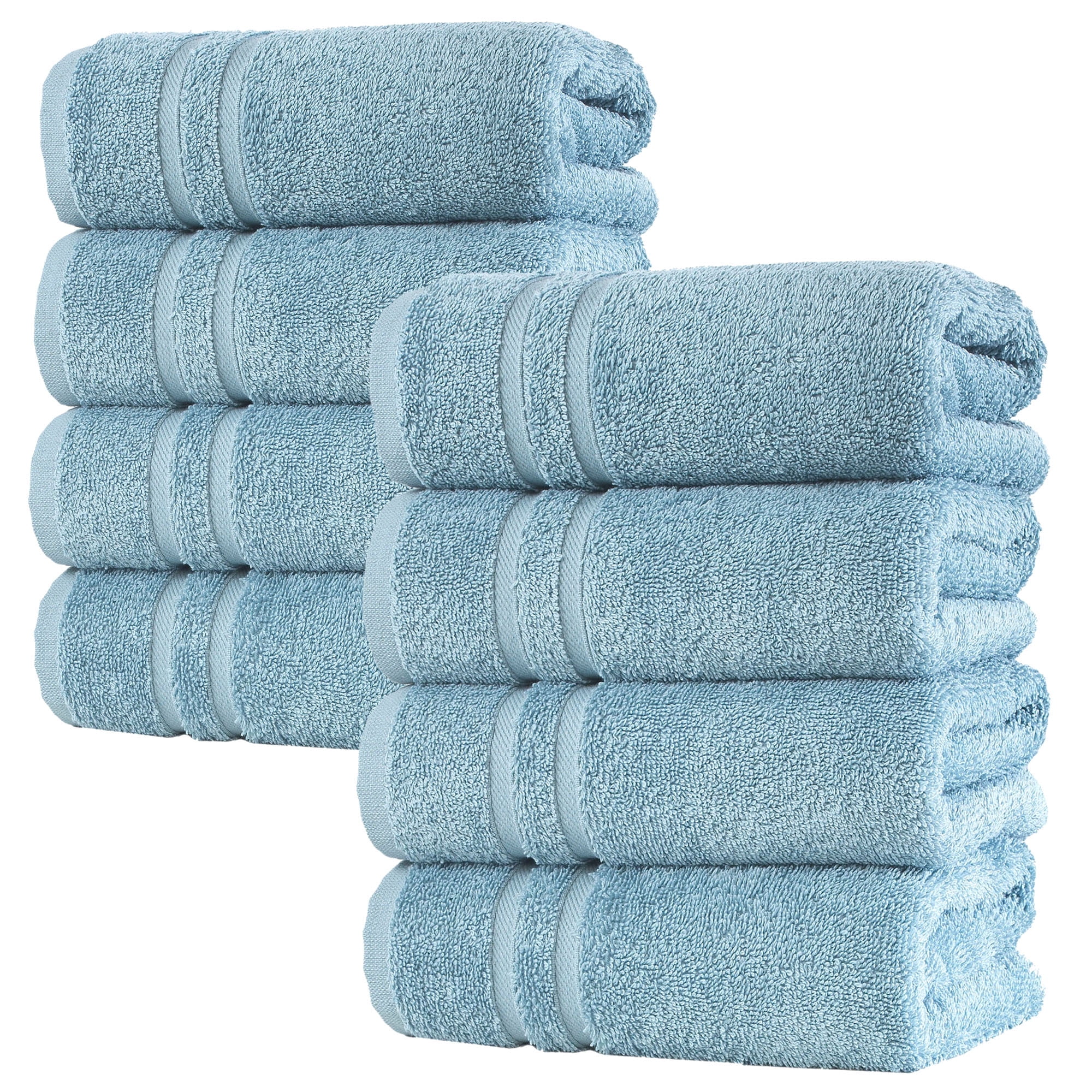 Hammam Linen Cotton Towels & Washcloths, Light Blue, 8 Count - Walmart.com