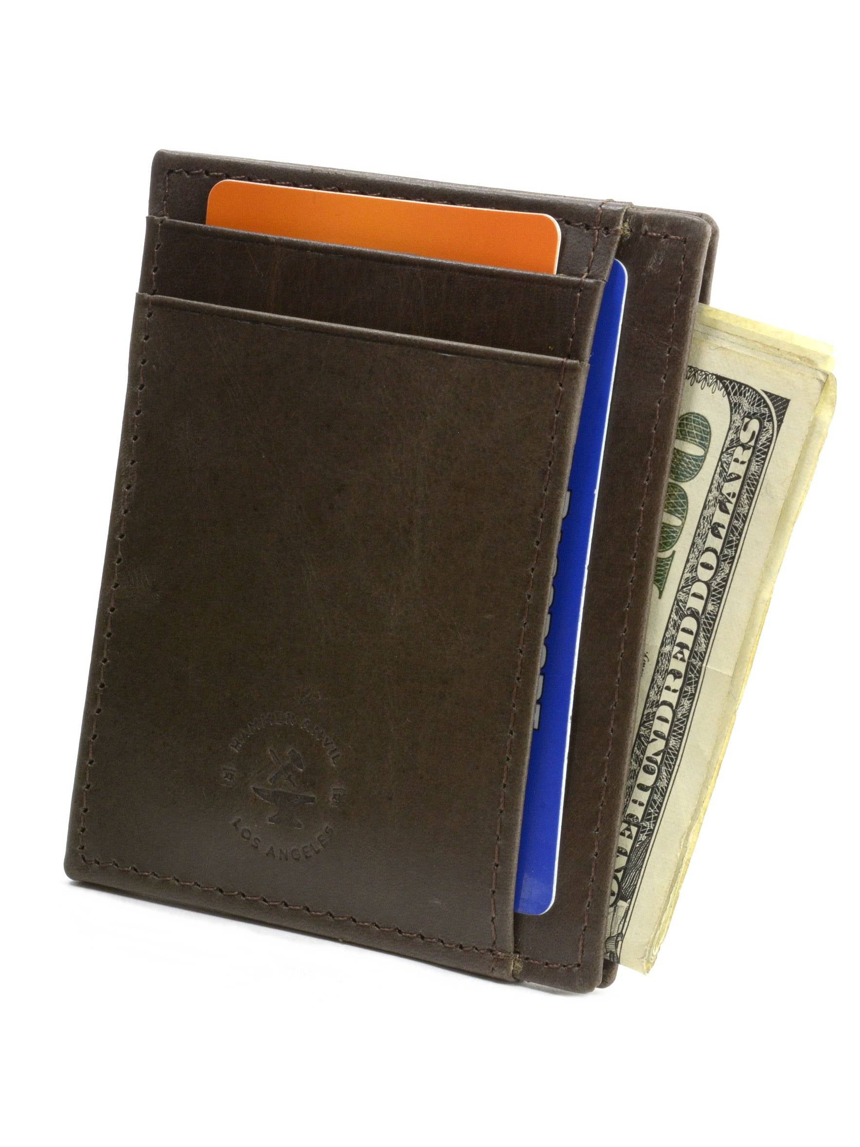 Hammer Anvil Minimalist Front Pocket Wallet RFID Blocking Thin Leather ...