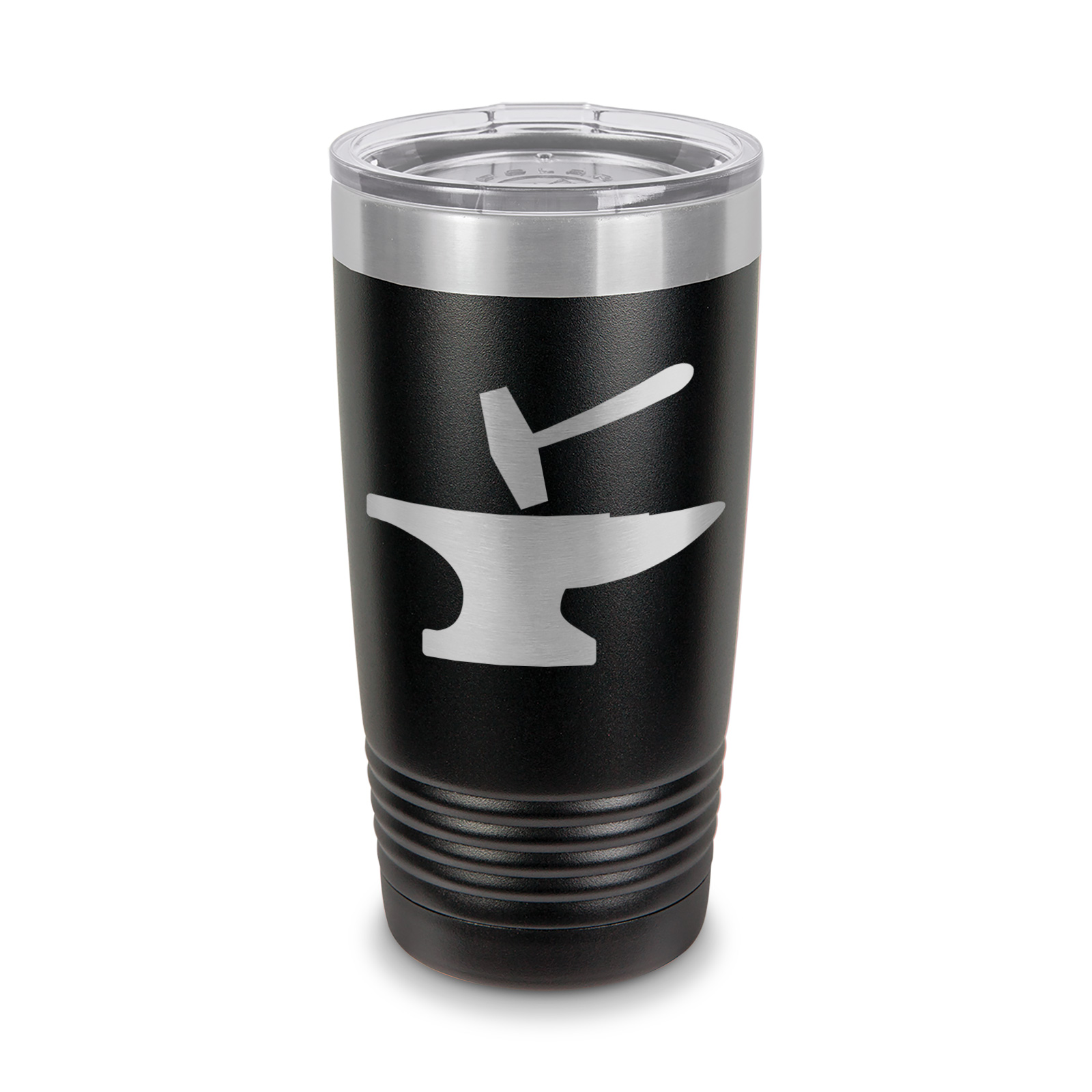 Hammer and Anvil Tumbler 20 oz - Laser Engraved w/ Clear Lid ...