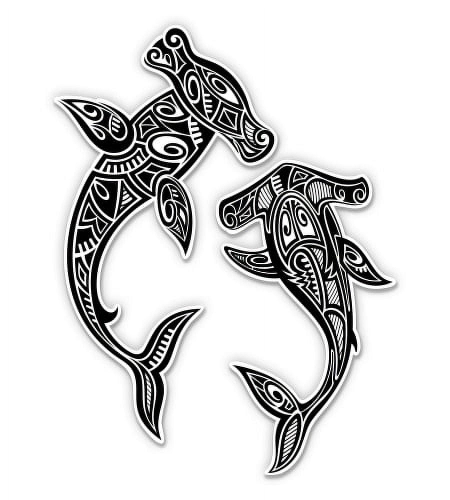 Hammer Head Sharks Ornate Tribal - 7" Vinyl Sticker - For Car Laptop I ...
