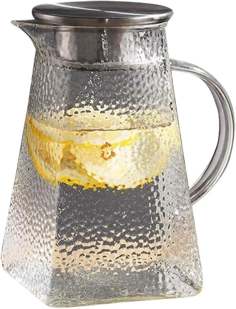 Hammer Pattern Glass Pitcher, 1.6L/56oz Clear Glass Pitcher with ...