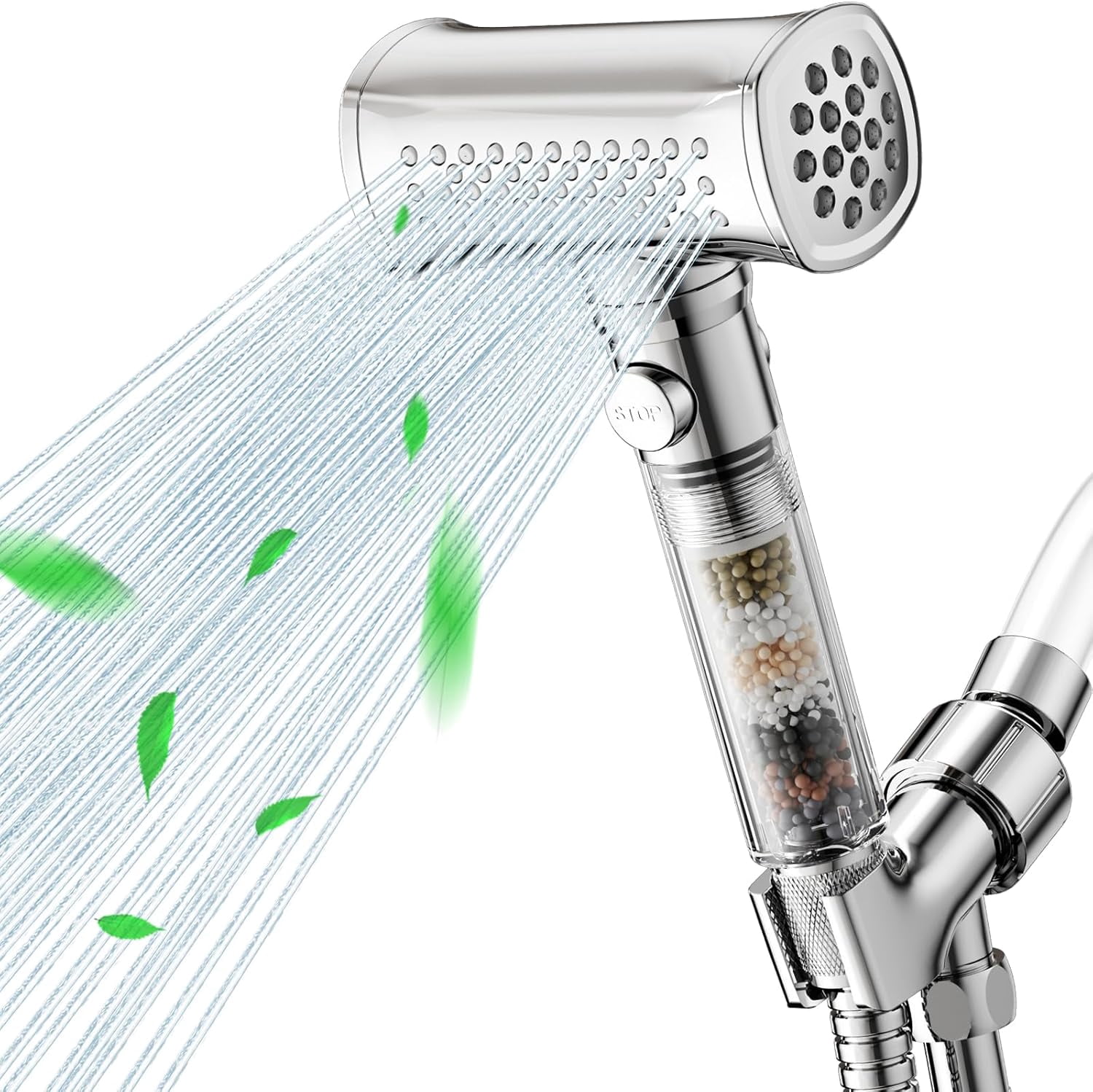 Hammer Shaped High Pressure Shower Heads including Hose, 4 Spray Modes ...