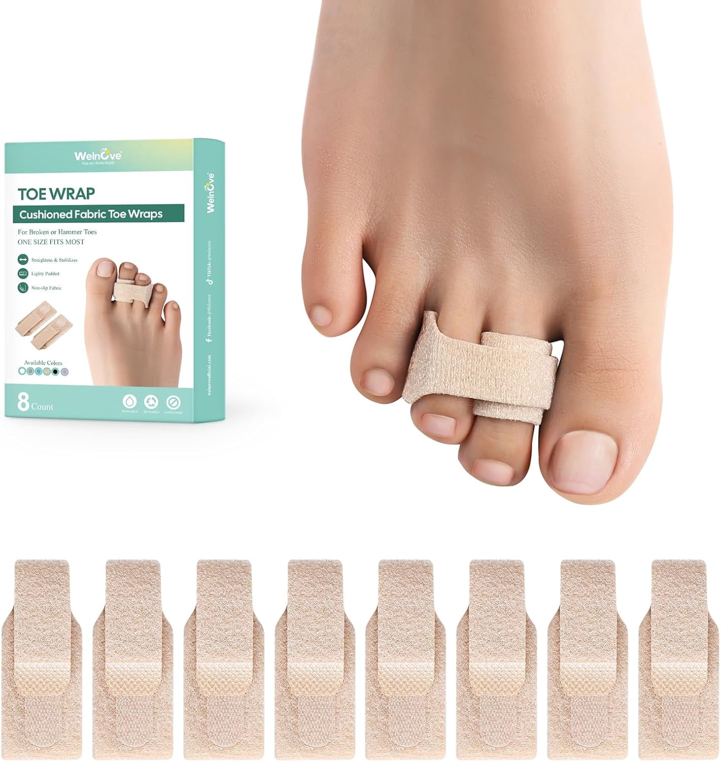 Hammer Toe Straightener - 8 Pack Broken Toe Wraps - Hammer Toe ...