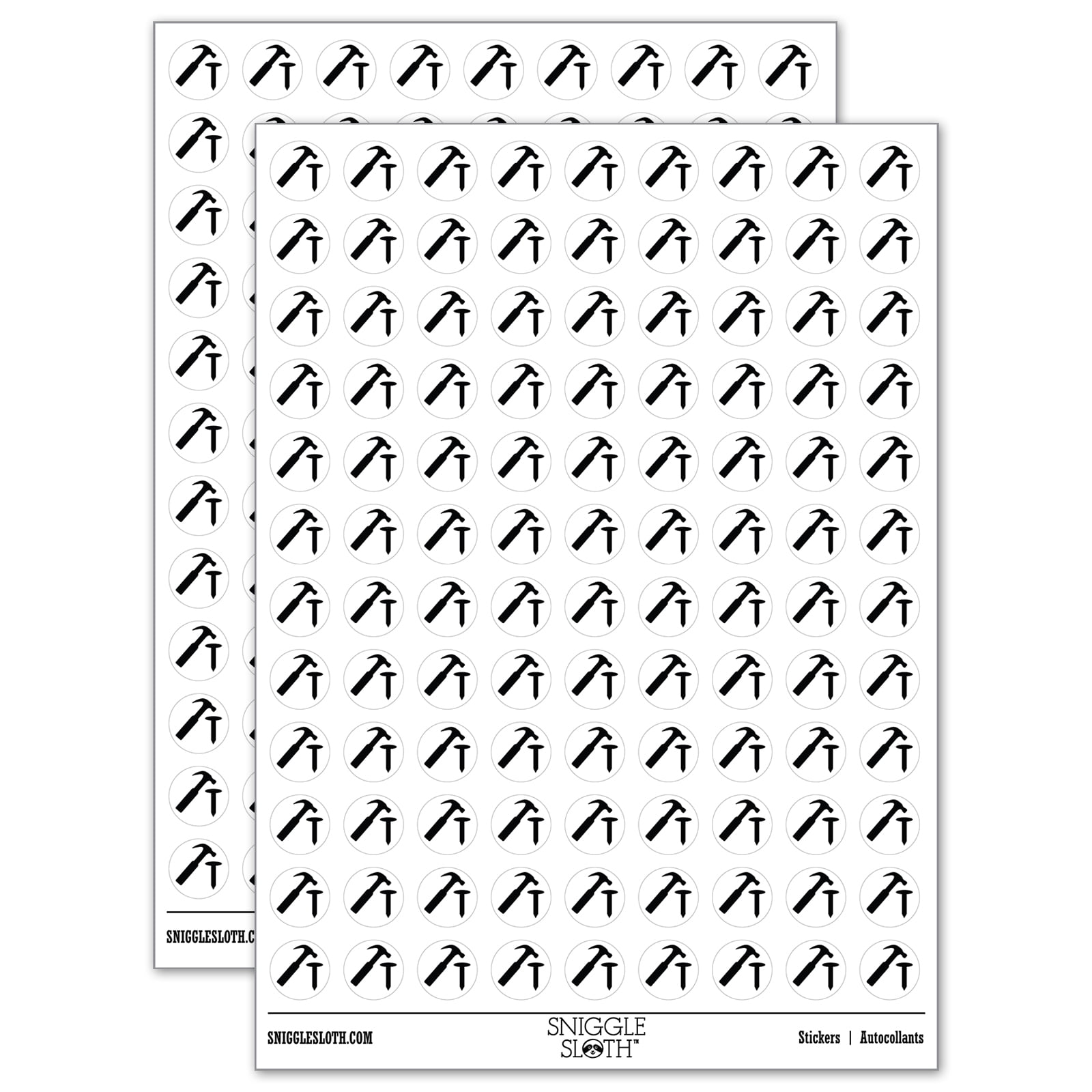 Hammer and Nail Construction 200+ Round Stickers - White - Gloss Finish ...
