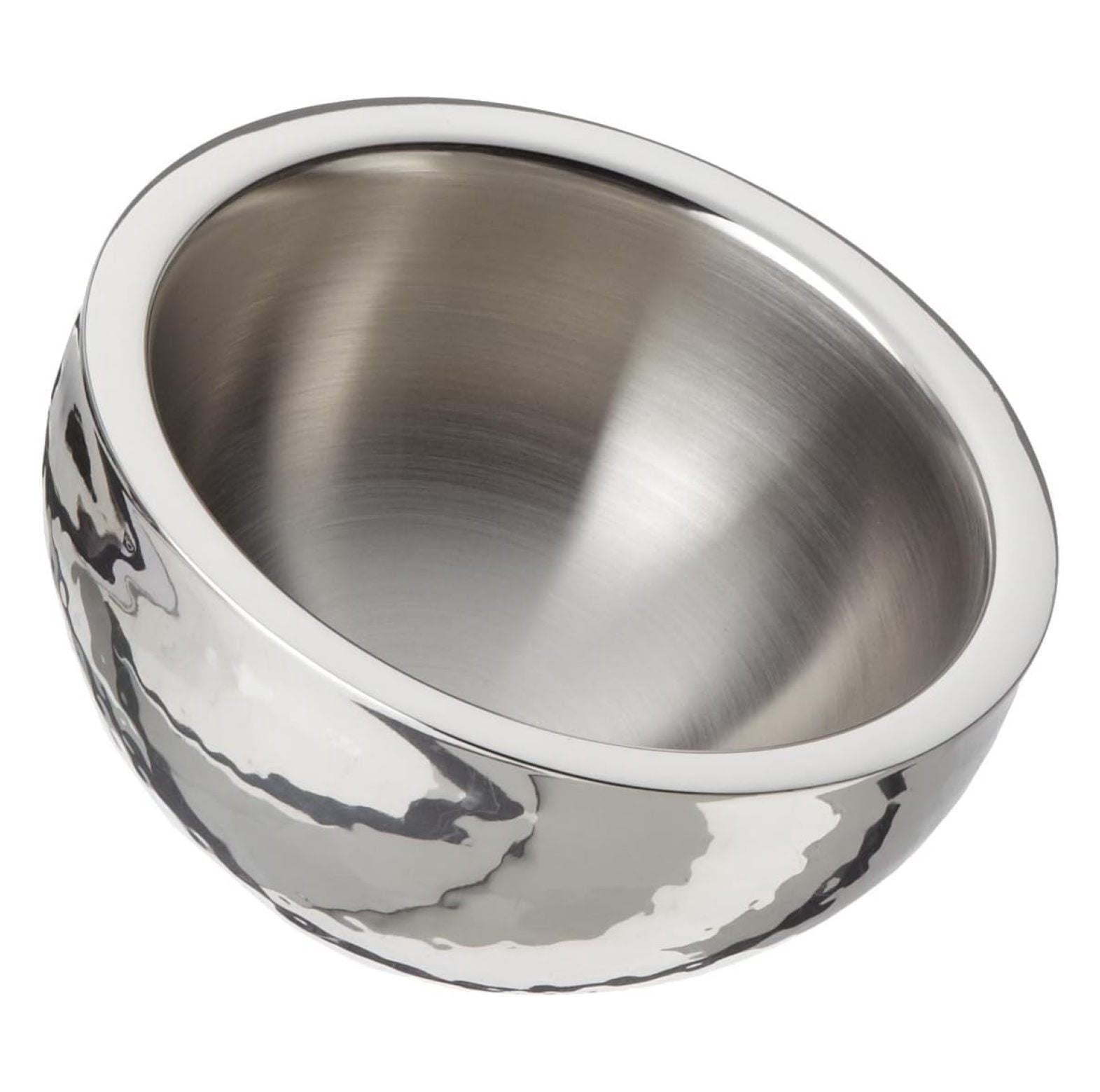Hammered 6-Inch Stainless Steel Dual Angle Doublewall Serving Bowl ...