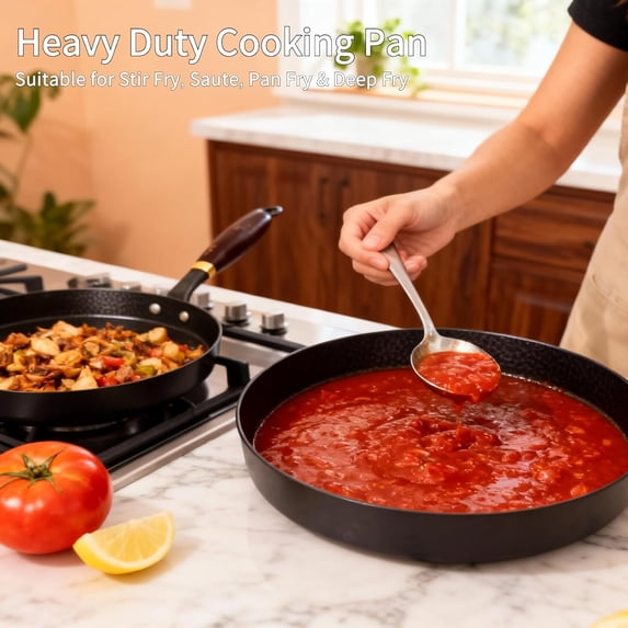 Hammered Cast Iron Skillet 9.5 Inch (24CM) - Chemical-Free Non-Stick ...