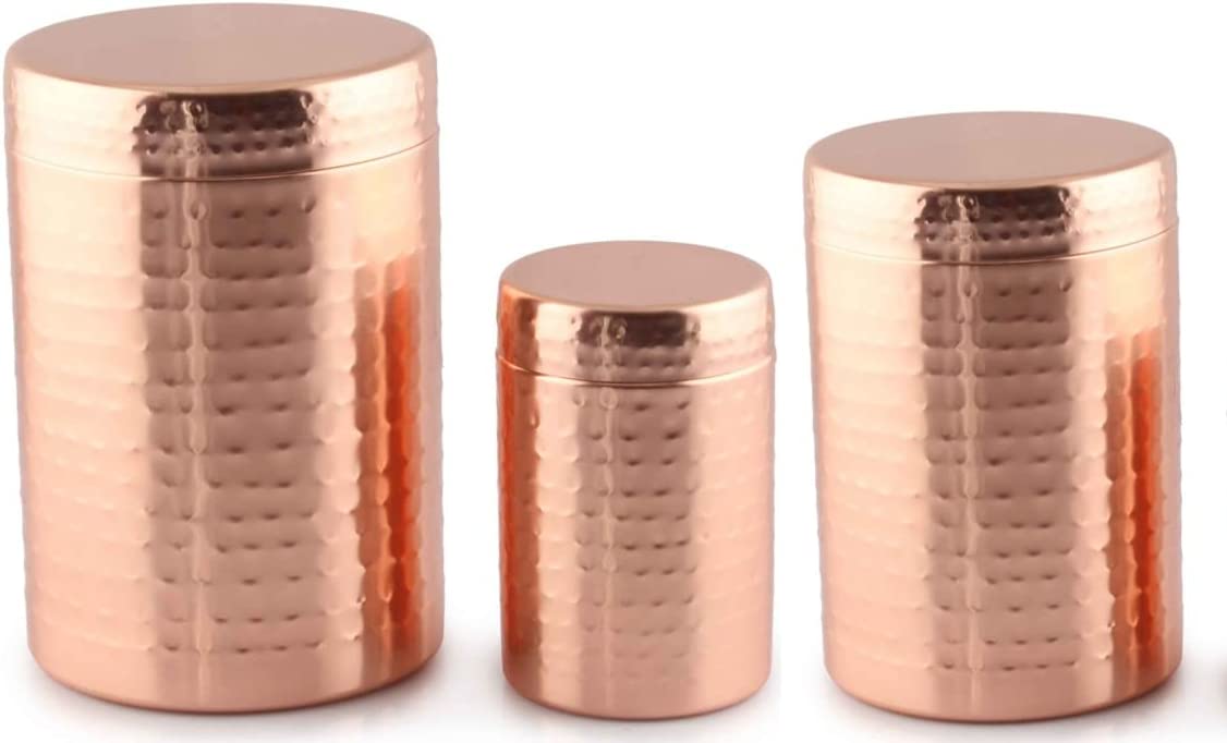 Hammered Copper Plated 3 pc Canister Set (21791HC) - Walmart.com