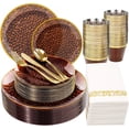 Hammered Disposable Plastic Dinnerware Set, Includes Plates, Silverware ...