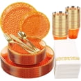 Hammered Disposable Plastic Dinnerware Set, Includes Plates, Silverware ...