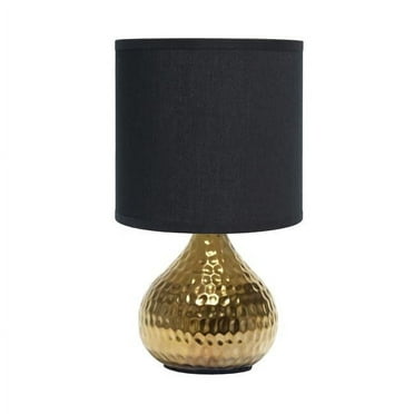 Simple Designs Hammered Gold Drip Mini Table Lamp with White Shade ...