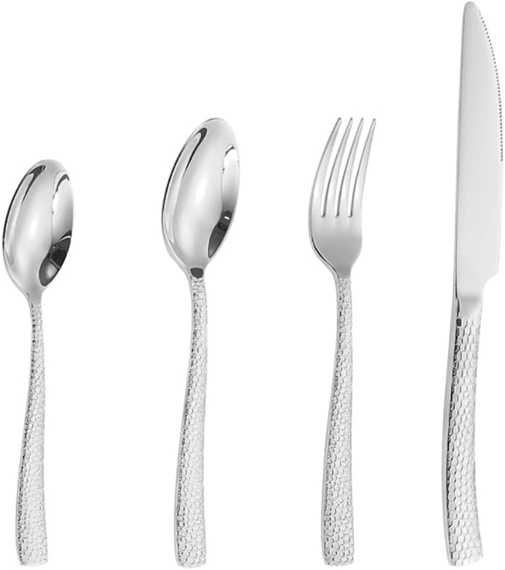 Hammered Gold Silverware Set 56 Piece Stainless Steel Flatware Set for ...