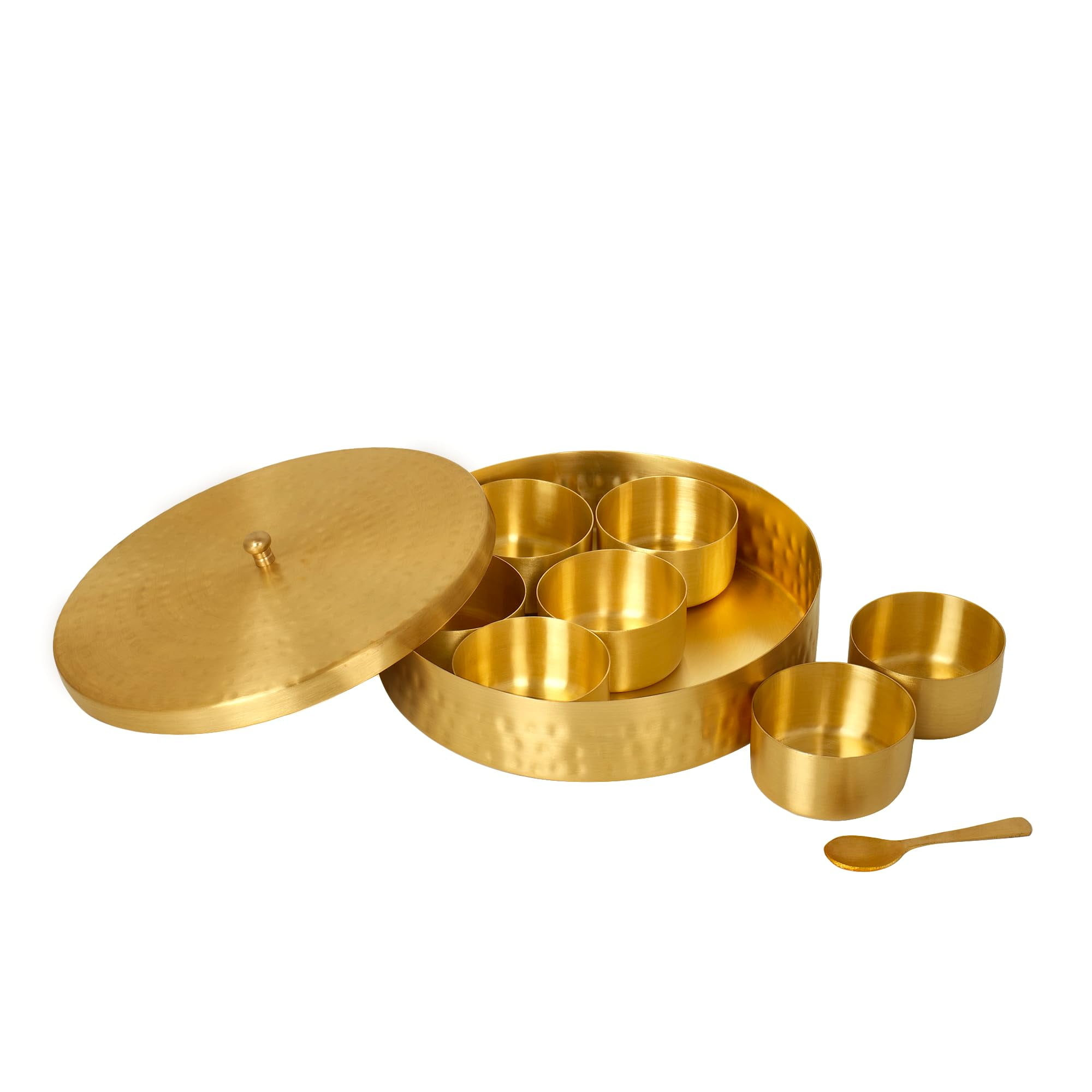 Hammered Handcraft Brass Masala Dabba-Spice Box Set With Spoon ...