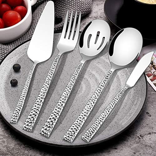 Hammered Flatware Sets and Stainless Steel Cutlery for Home Dining