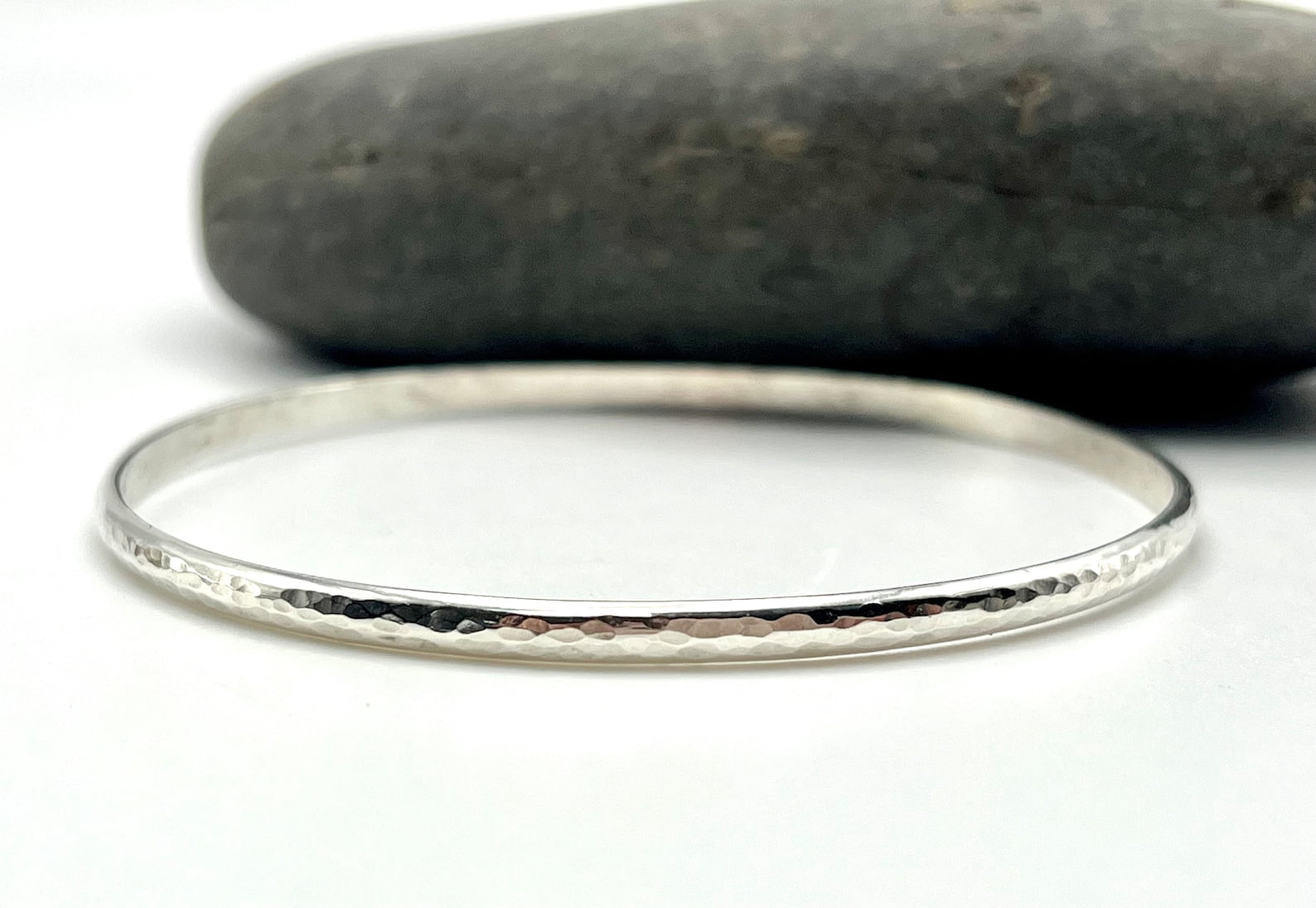 Hammered Silver Bangle Bracelet, Sparkling Sterling Silver Bracelet ...