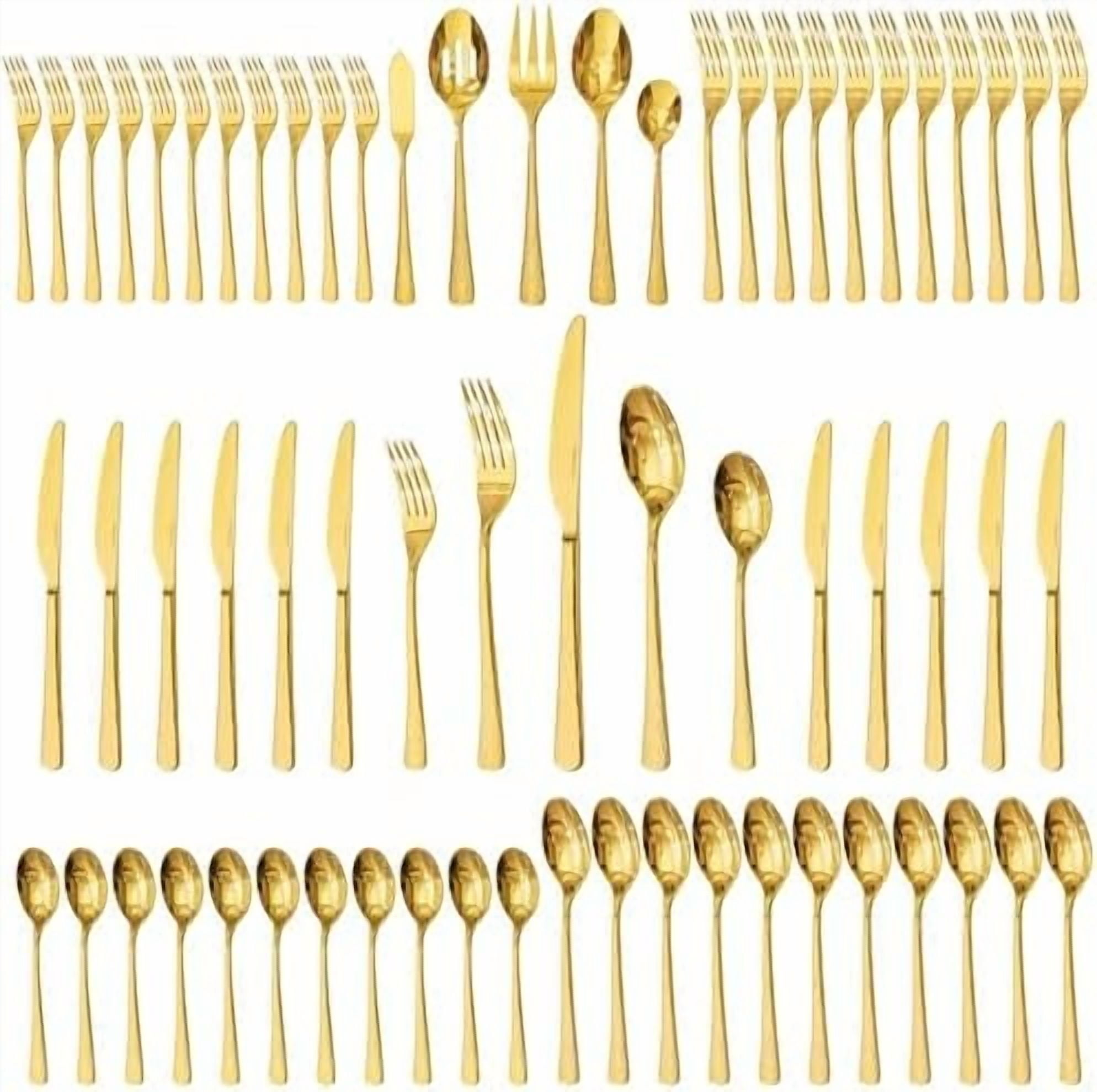 Hammered Silverware Set, Flatware Set, 18/10 Stainless Steel Premium ...