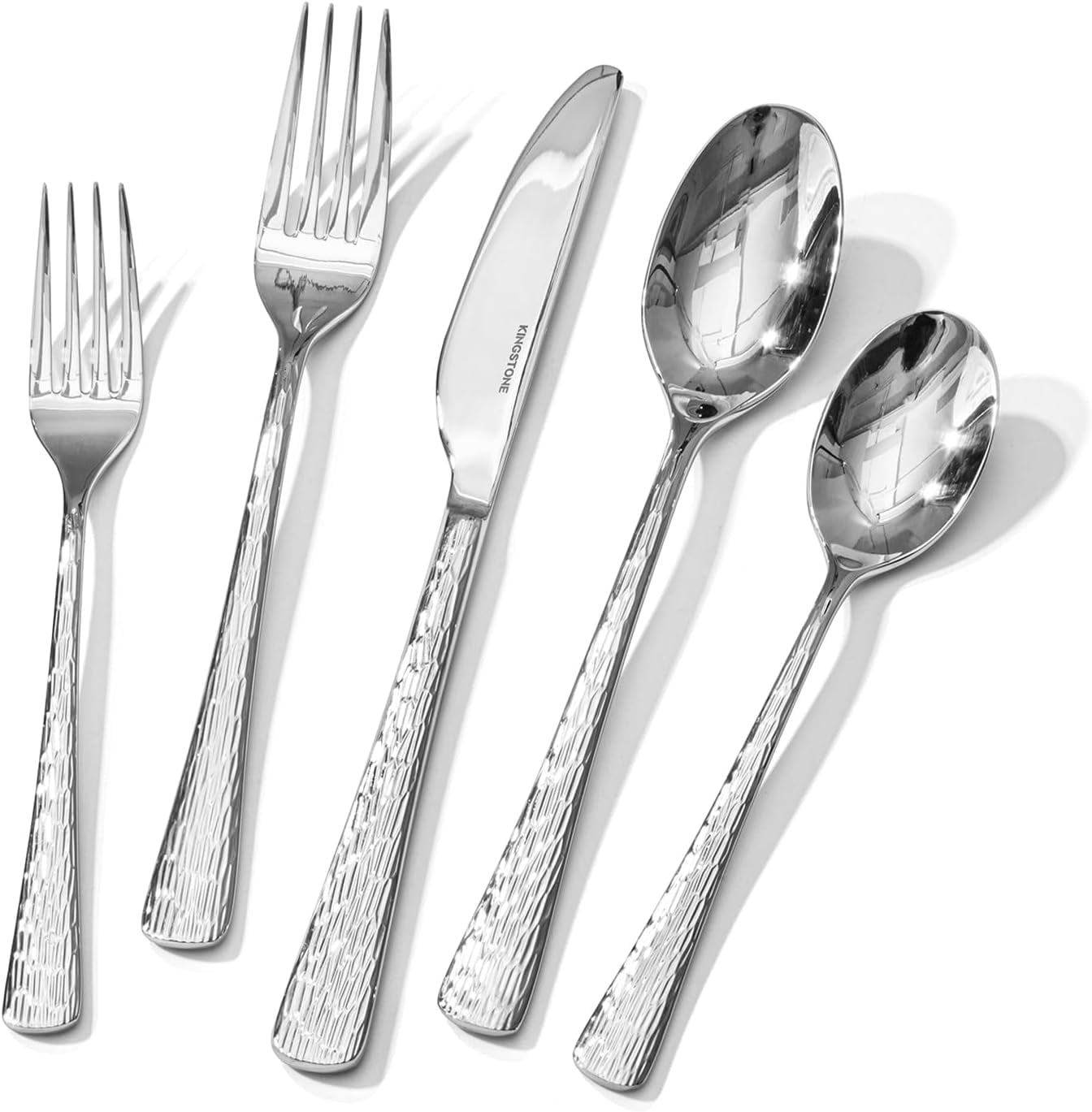 Hammered Silverware Set, Flatware Set, 18/10 Stainless Steel Premium ...