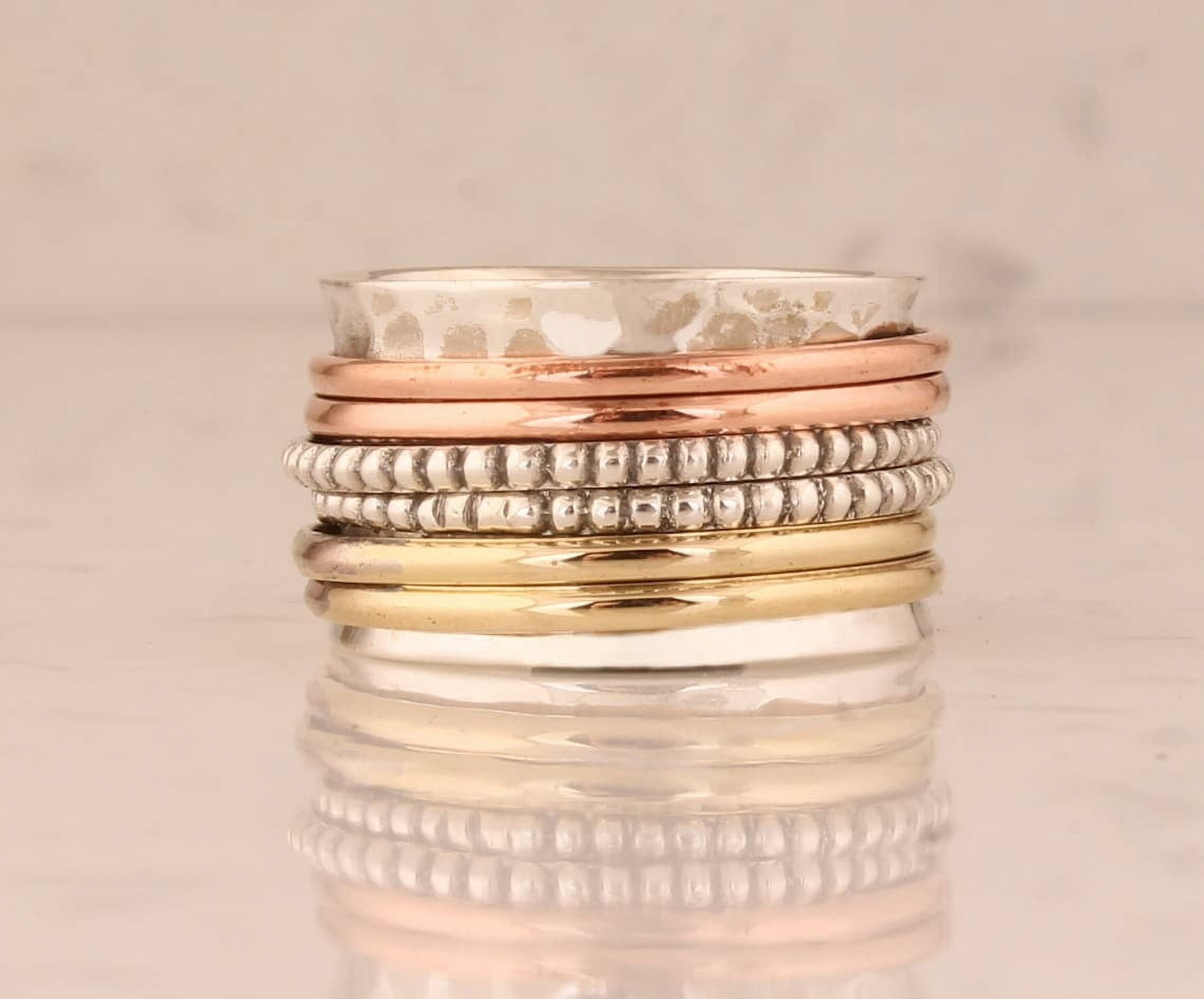 Hammered Sterling Silver Anxiety Ring – Handmade 925 Boho Worry Ring ...