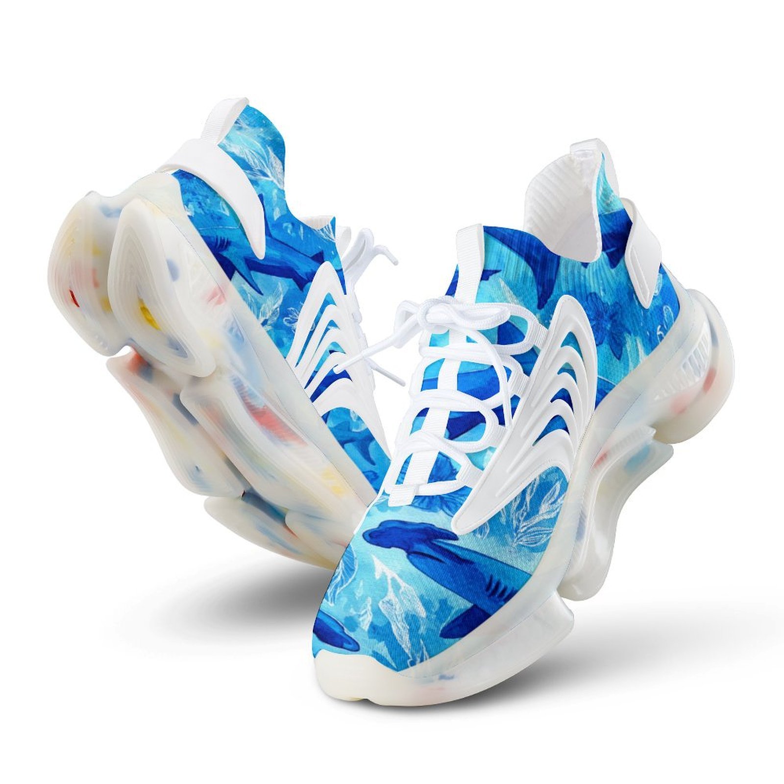 Hammerhead Shark Among The Blue Flowers Walking Shoes for Men Woman ...