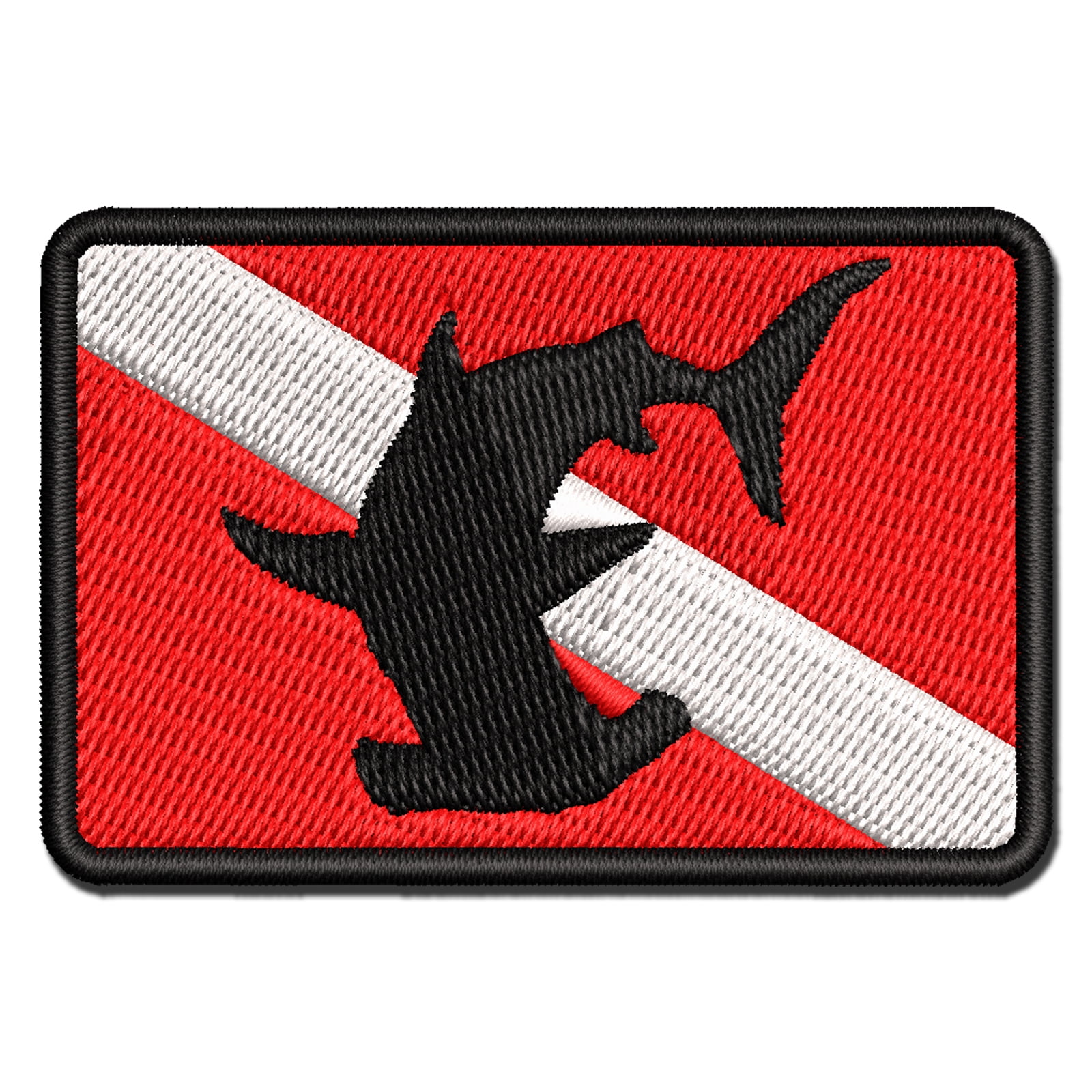 Hammerhead Shark Diving Flag Applique Multi-Color Embroidered Iron-On ...