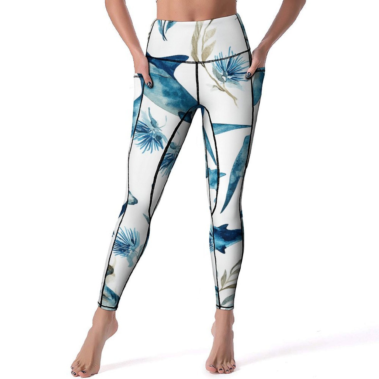 Hammerhead Shark Leggings Fitness Gym Yoga Pants High Waist Stretch ...