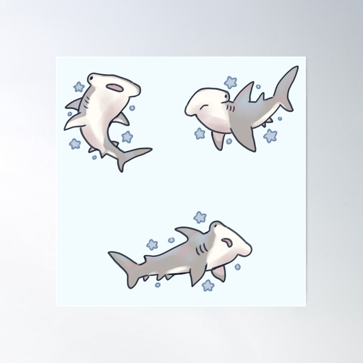 Hammerhead Shark Pack Poster Wall Art, Modern Wall Decor For Living ...