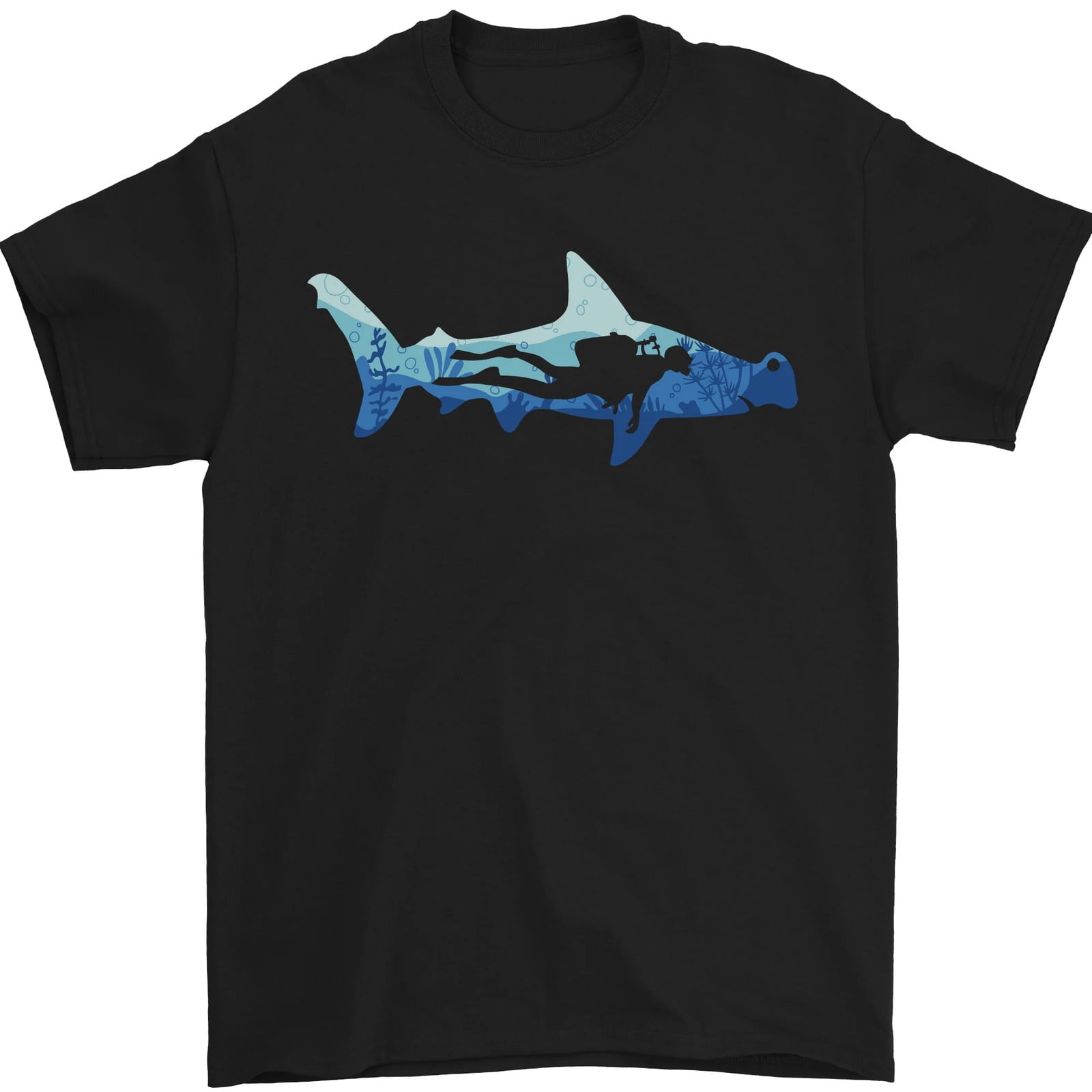 Hammerhead Shark Scuba Diver Diving Mens T-Shirt 100% Cotton - Walmart.com