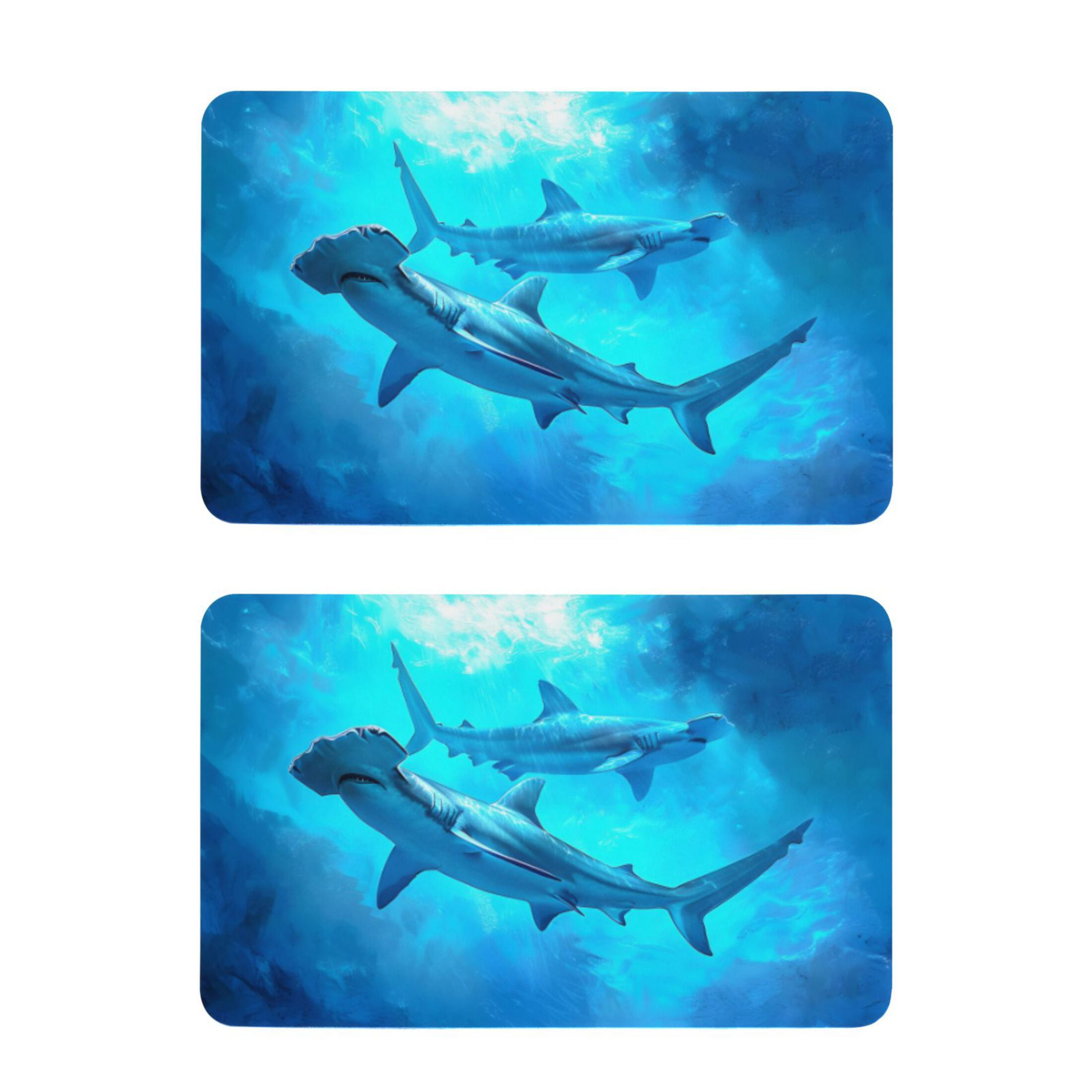 Hammerhead Sharks Swimming Refrigerator Magnet Stickers Square Fridge ...