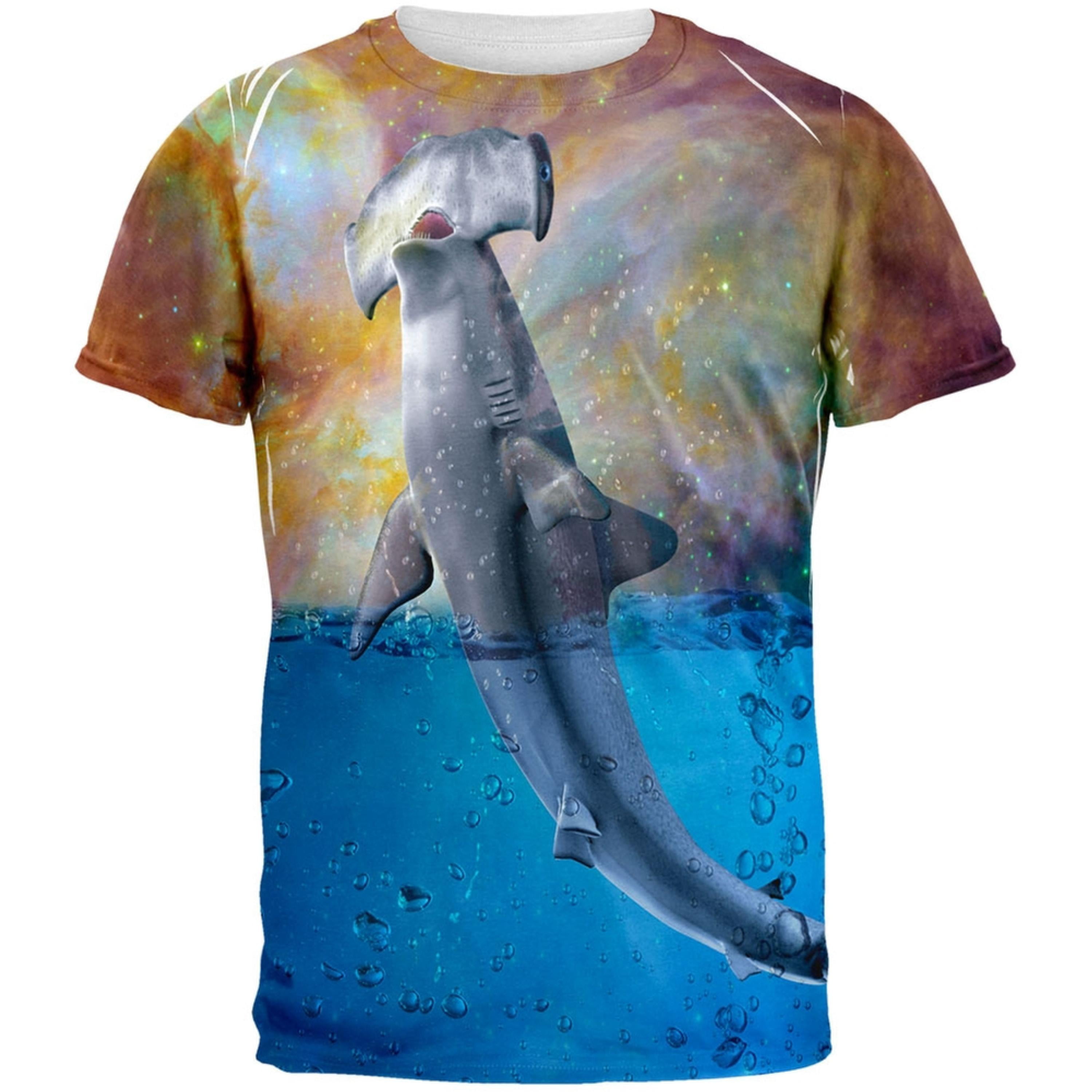 Hammerhead Space Shark Breaching All Over Adult T-Shirt - Walmart.com
