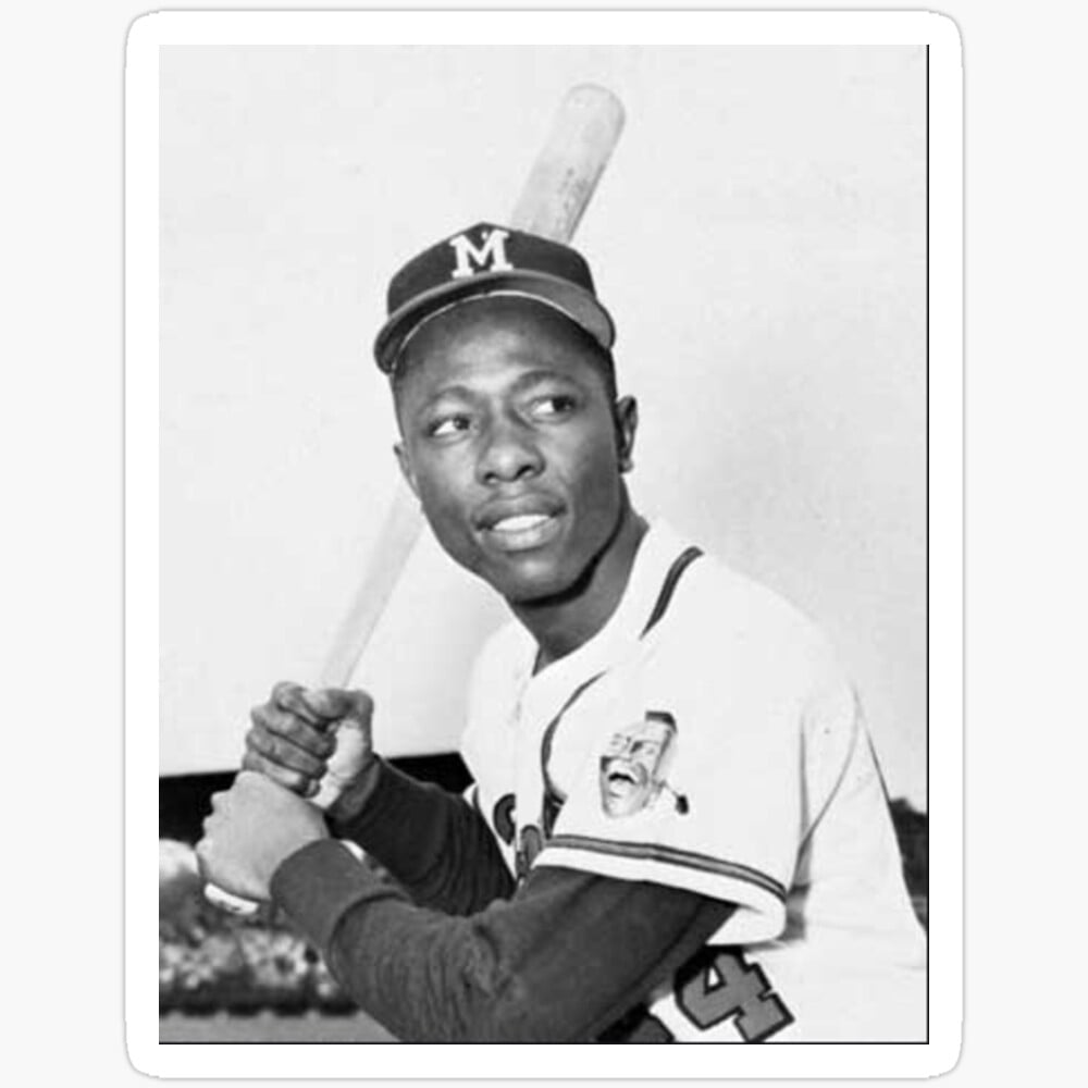 Hammerin' Hank Aaron B&W Photo Sticker Baseball Sticker, Football ...