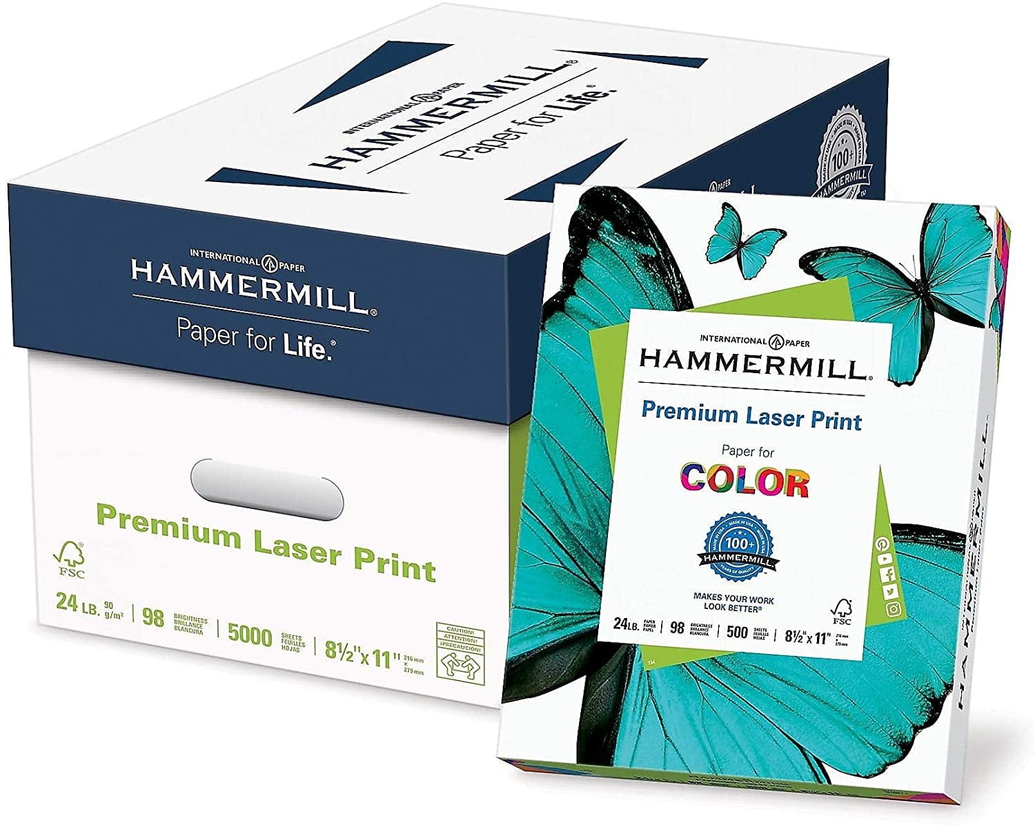 Hammermill - Laser Print Paper, 24lb, 98 Bright, 8.5 x 11 inches, 500 ...