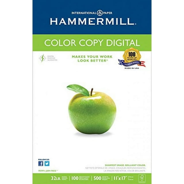 Hammermill 32lb Digital Color Copy Paper, 11x17, 100 Bright, 500 Sheets ...