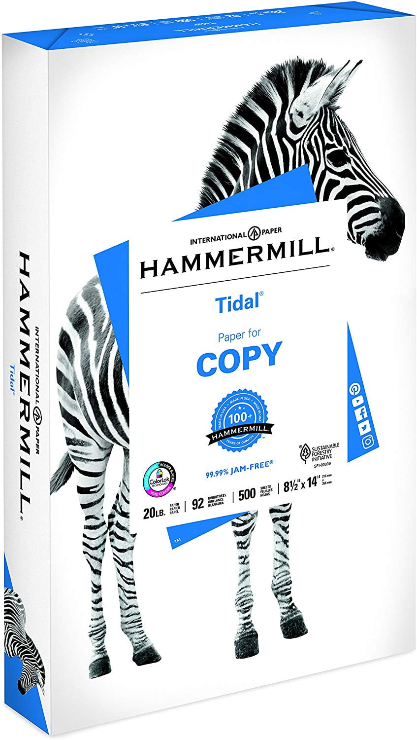Hammermill Paper, Tidal Printer Paper, 8.5 x 14 Paper, Legal Size, 20lb ...