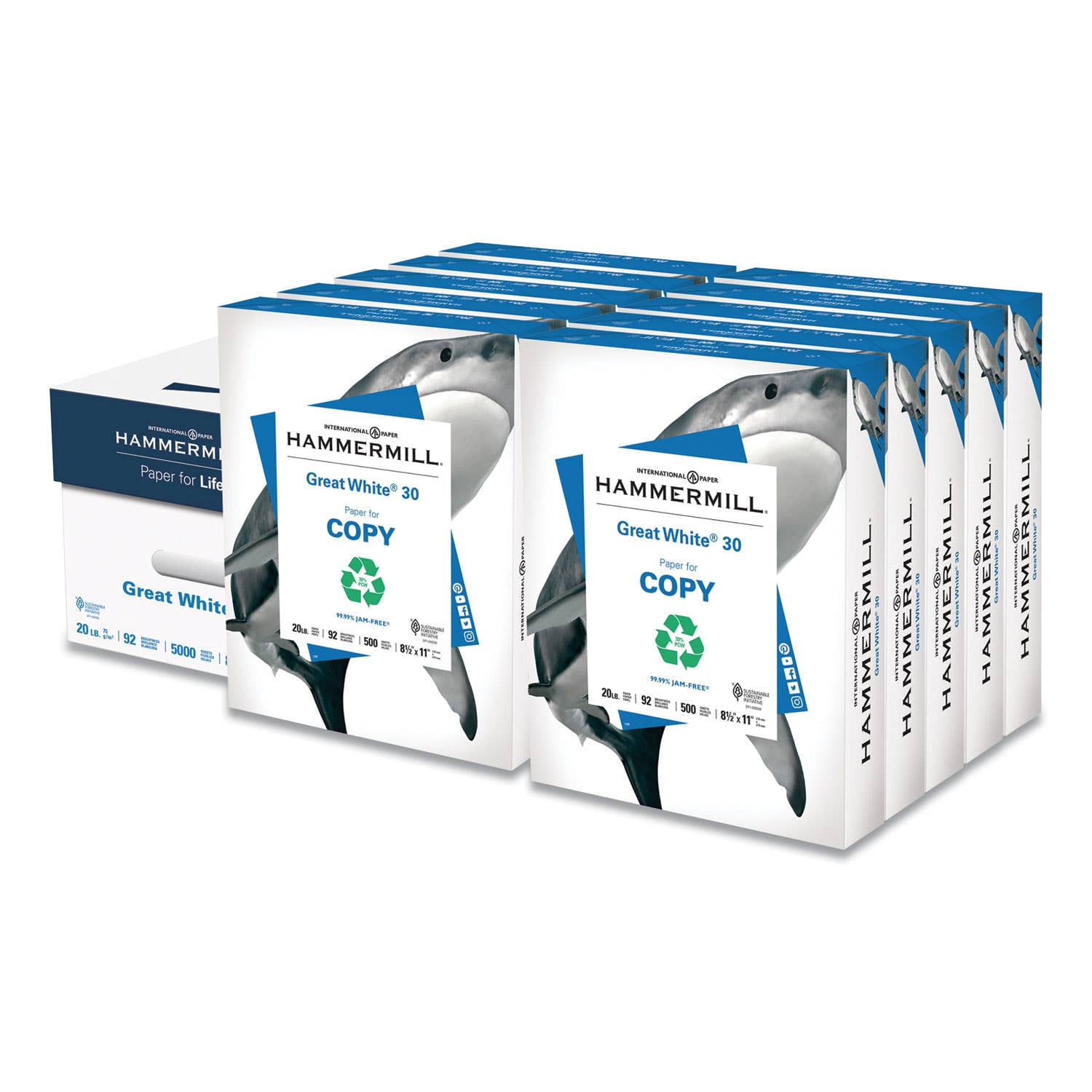 Hammermill 20lb 30% Recycled Printer Paper, Great White, 8.5x11 Letter ...