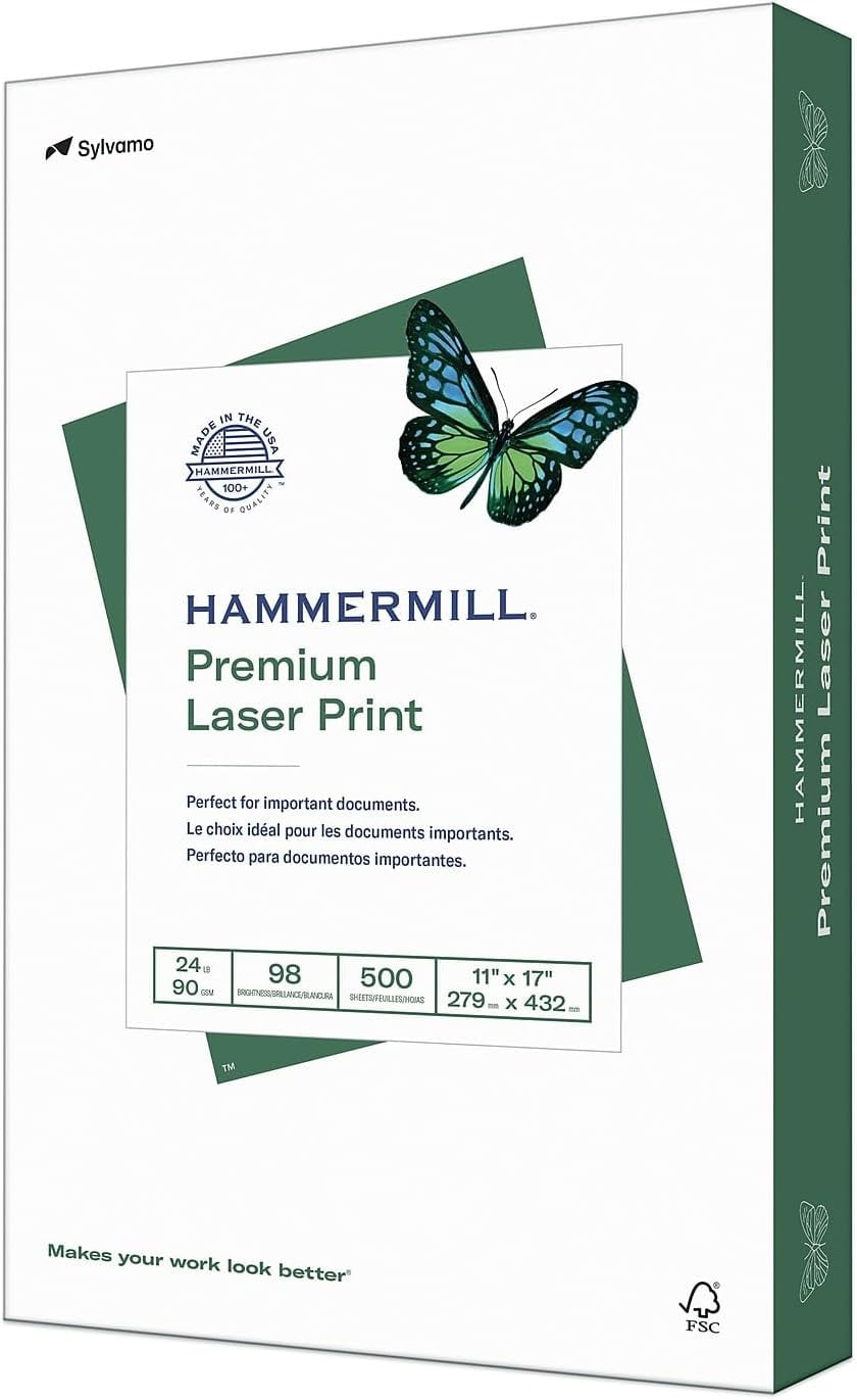 Hammermill Printer Paper, Premium Laser Print 24 lb, 11 x 17-1 Ream ...