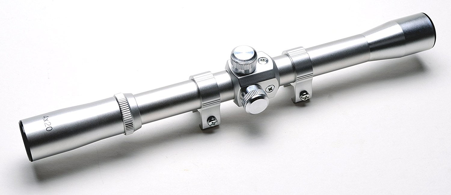 Hammers 22 Rifle Scope 4X20 with Dovetail Ring Polished Silver Chrome ...