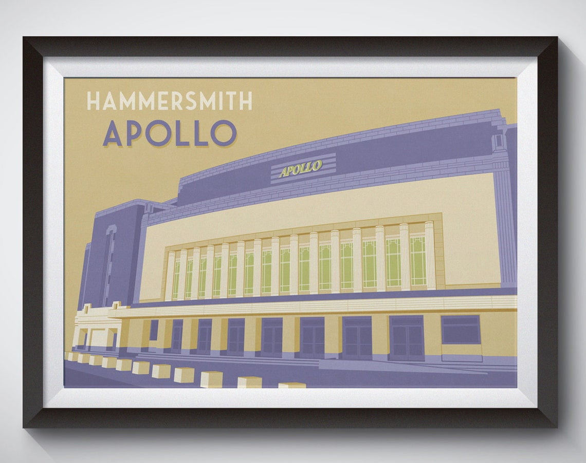 Hammersmith Apollo Poster, London Travel Print, Art Deco Print, Music ...