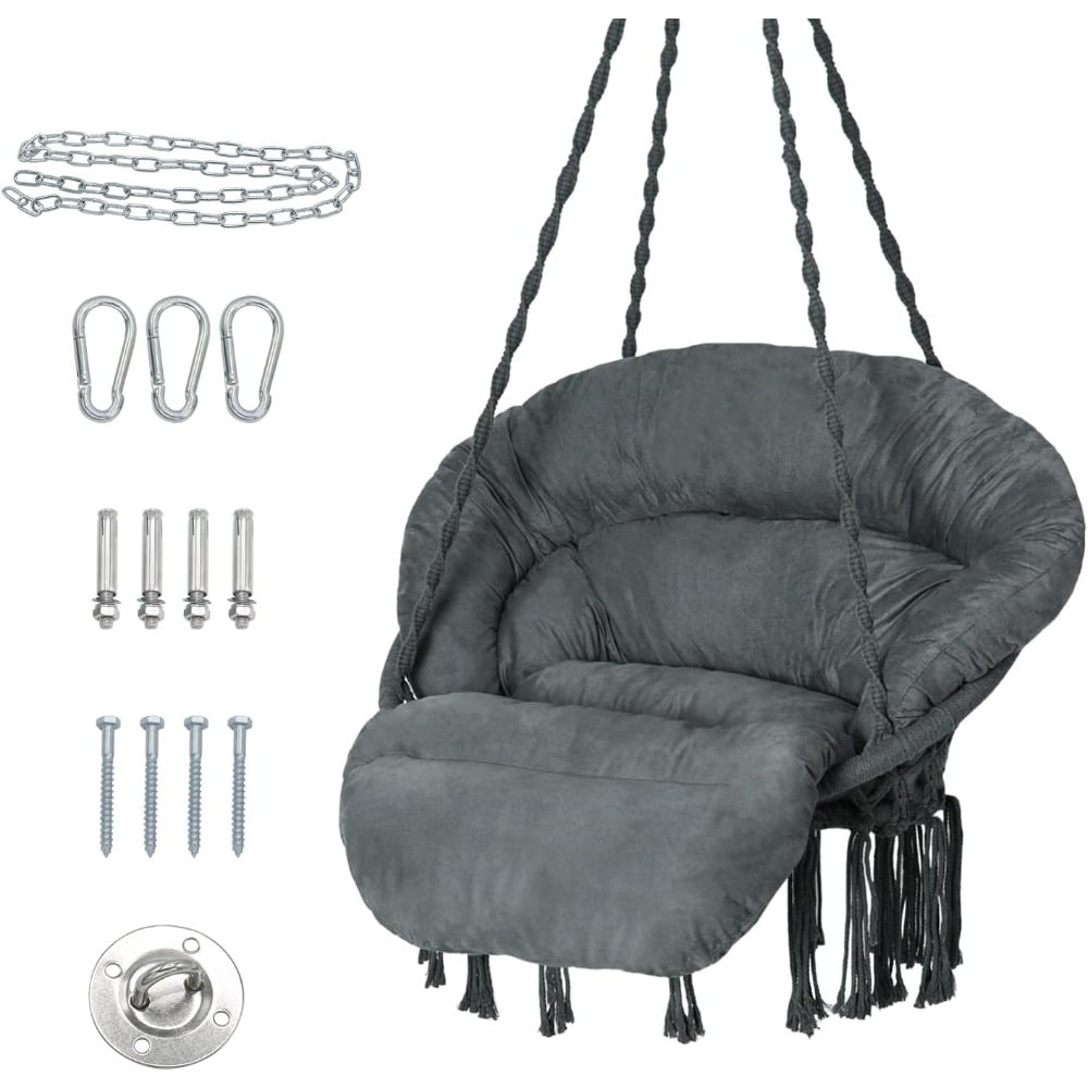 Hammock Chair with Cushion, Handmade Swing Chair with Hanging Hardware ...