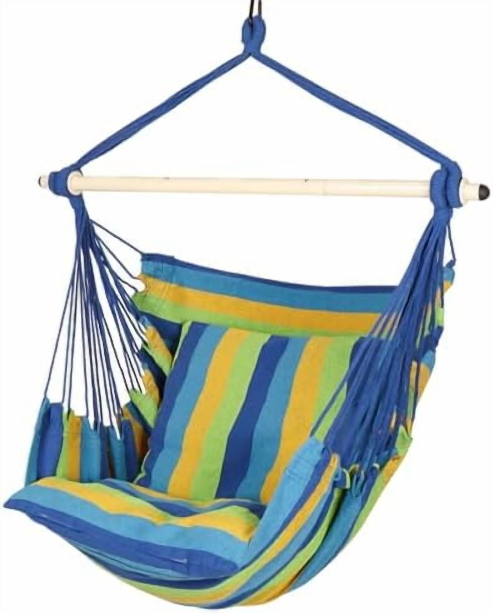 Hammock Chair Hanging Rope Swing - Max 500 Lbs - 2 Cushions Included ...