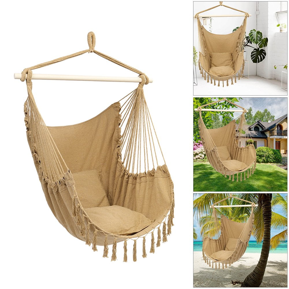 Hammock Chair, Hanging Rope Swing Seat for Indoor Outdoor Coffee ...