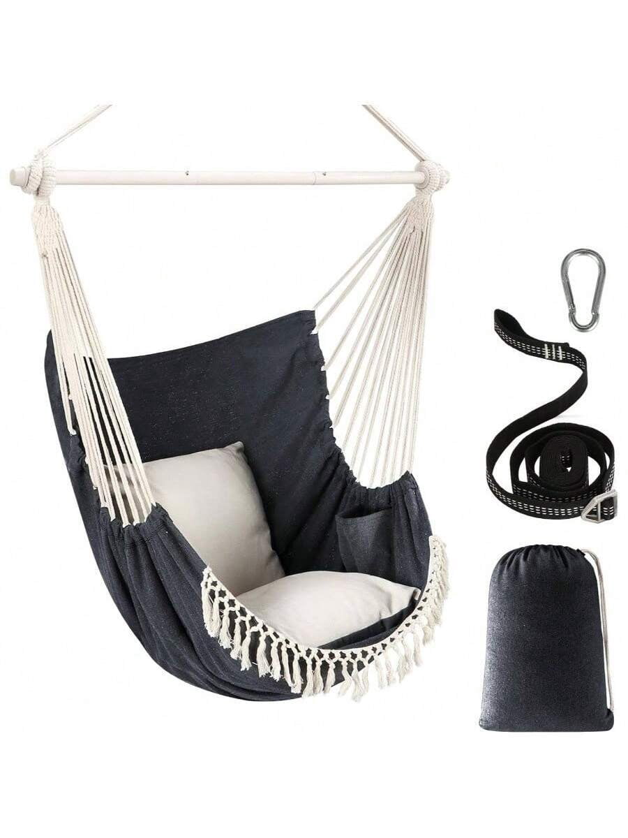 Hammock Chair Hanging Swing 500 Lbs 2 Cushions Included Steel Spreader ...