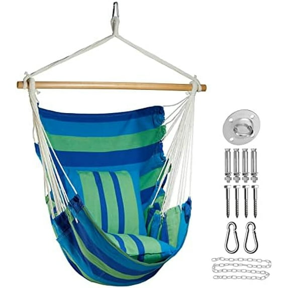 Hammock Chair Hanging Swing Include 2 Cushions and Hardware Kits, Max ...
